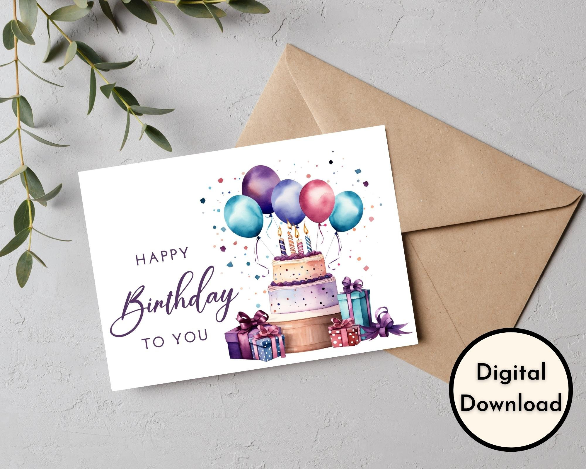 Happy Birthday Card - DIGITAL Download - Printable Birthday Card ...