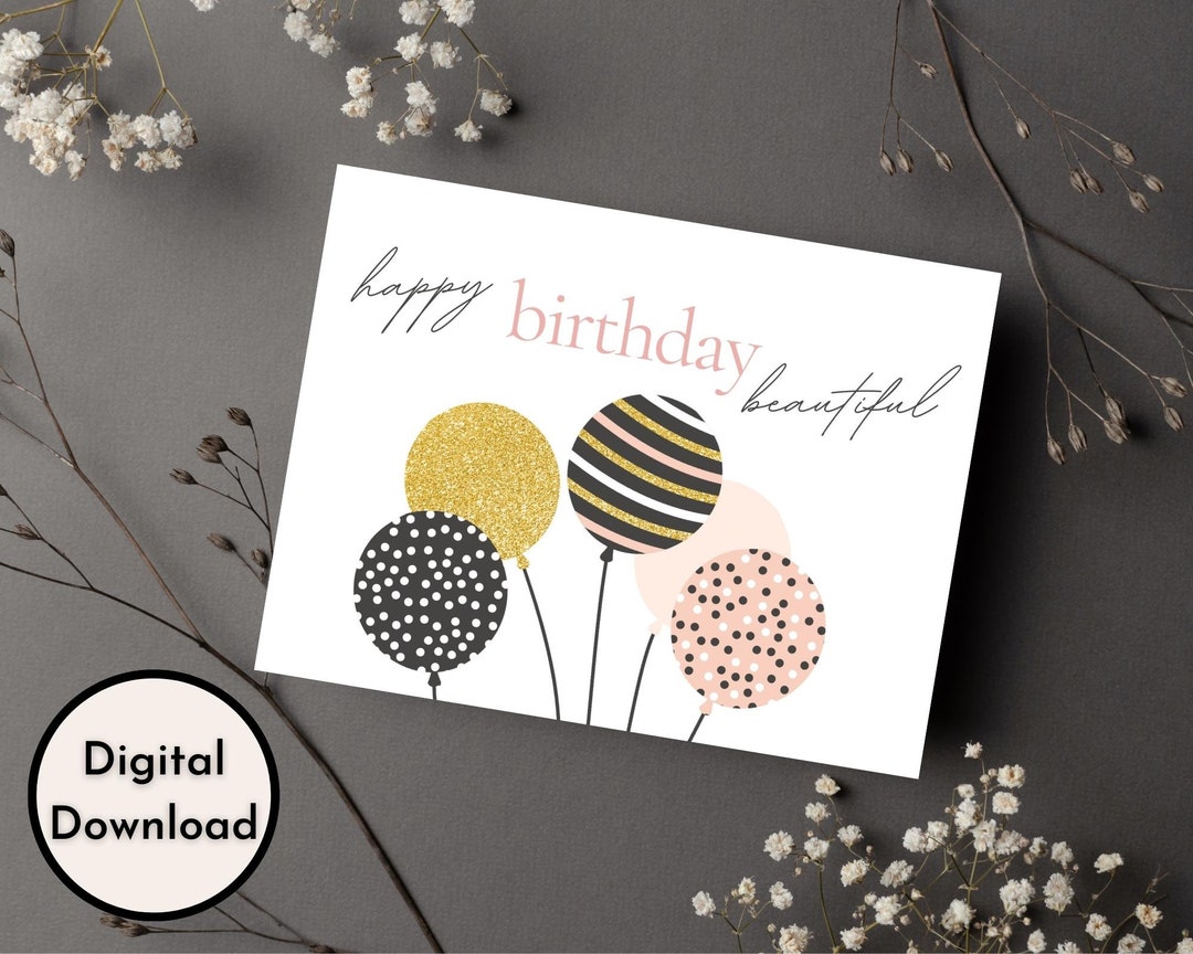 Happy Birthday Beautiful Card - DIGITAL Download - Printable Happy ...