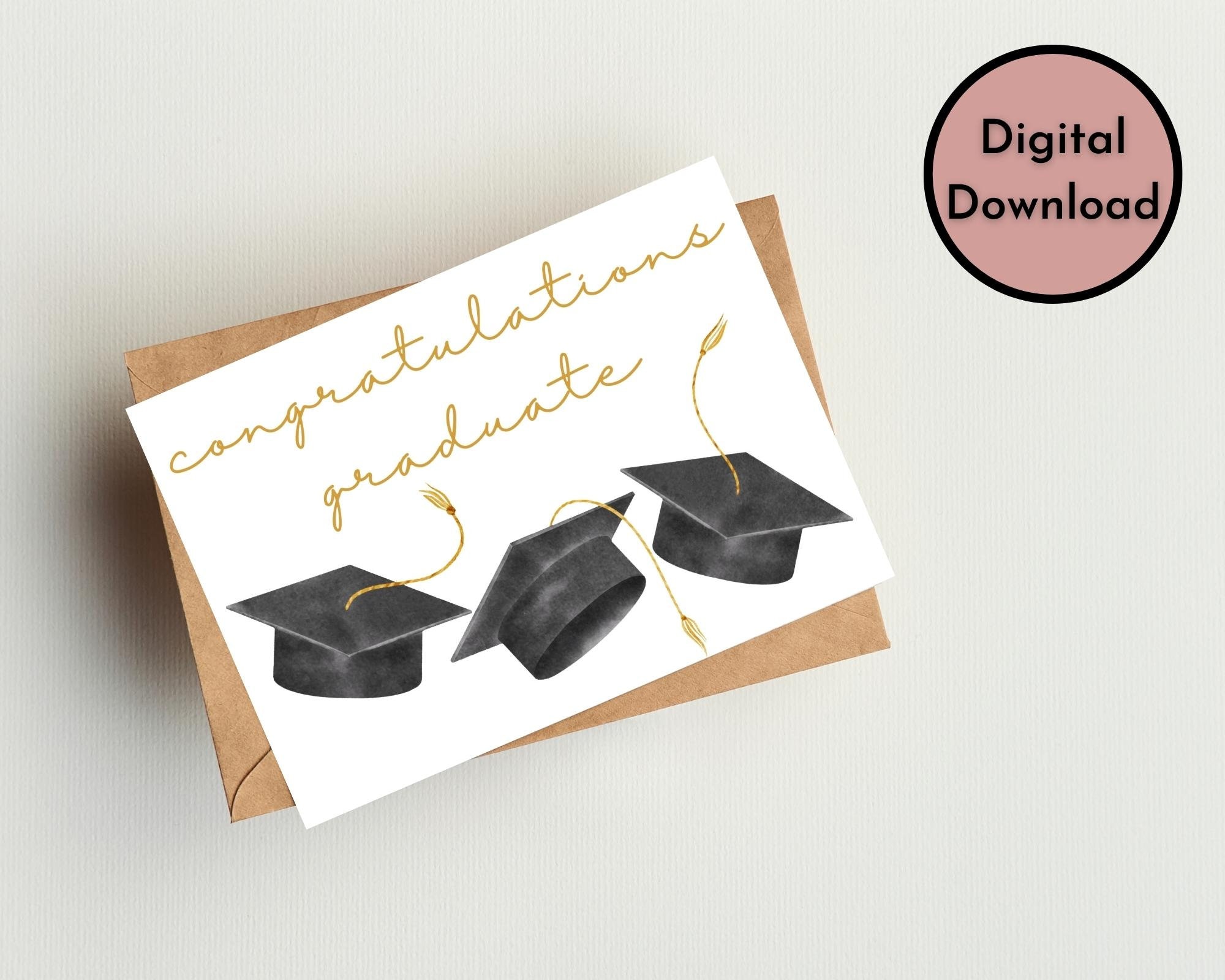Congratulations Graduate - Card With Graduation Caps - DIGITAL Download ...