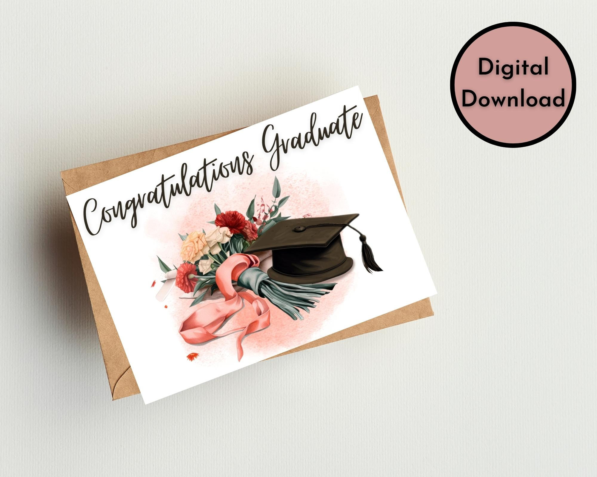 Congratulations Graduate Floral Graduation Card DIGITAL Download ...