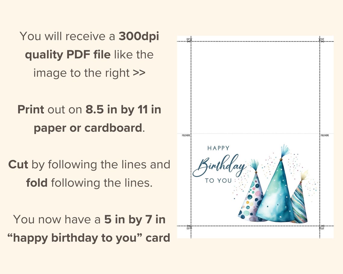 Happy Birthday Card DIGITAL Download Printable Birthday Card Featuring ...