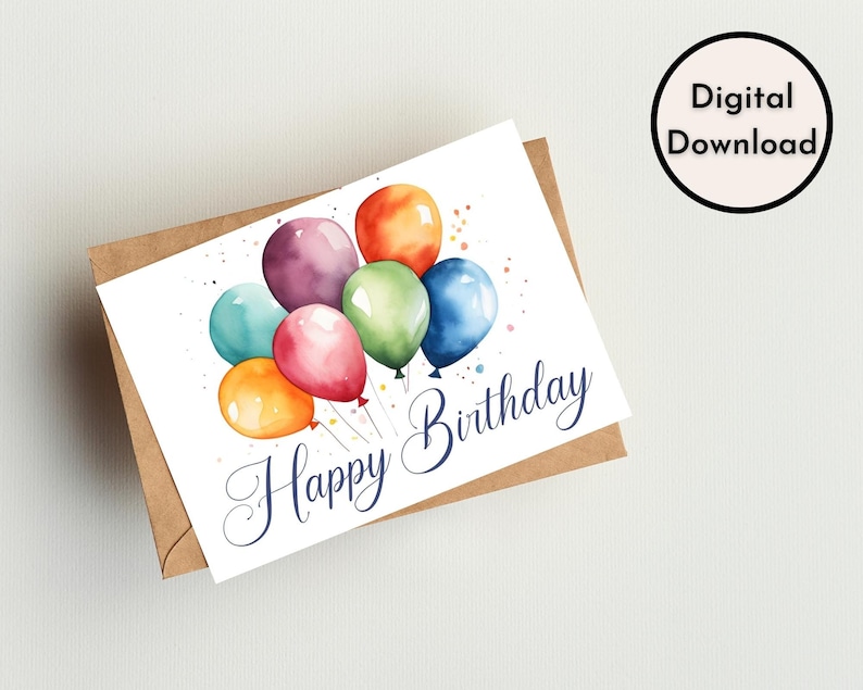 Happy Birthday Card DIGITAL Download Printable Birthday Card Featuring ...