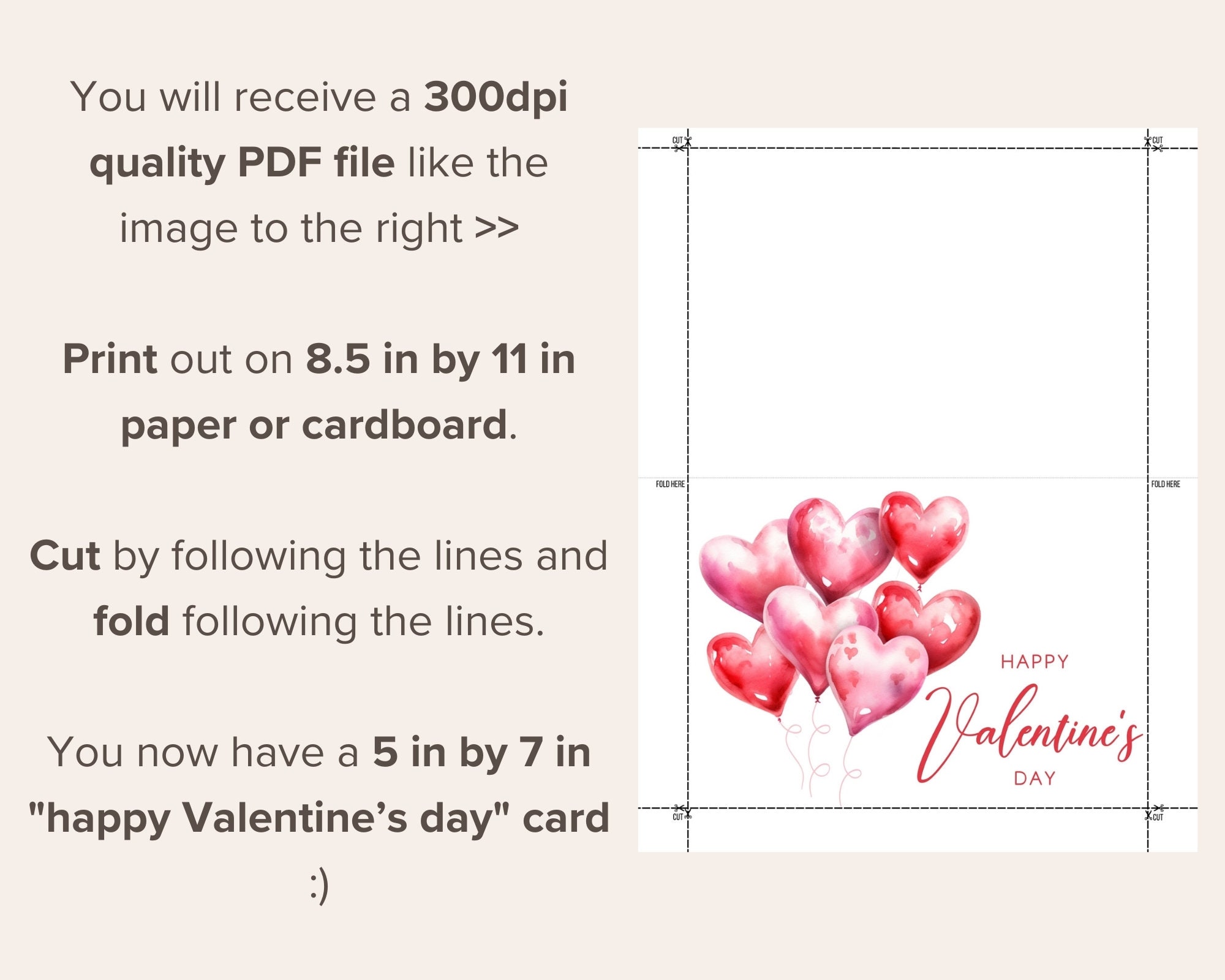 Happy Valentine's Day Card - DIGITAL Download - Printable Valentine's ...