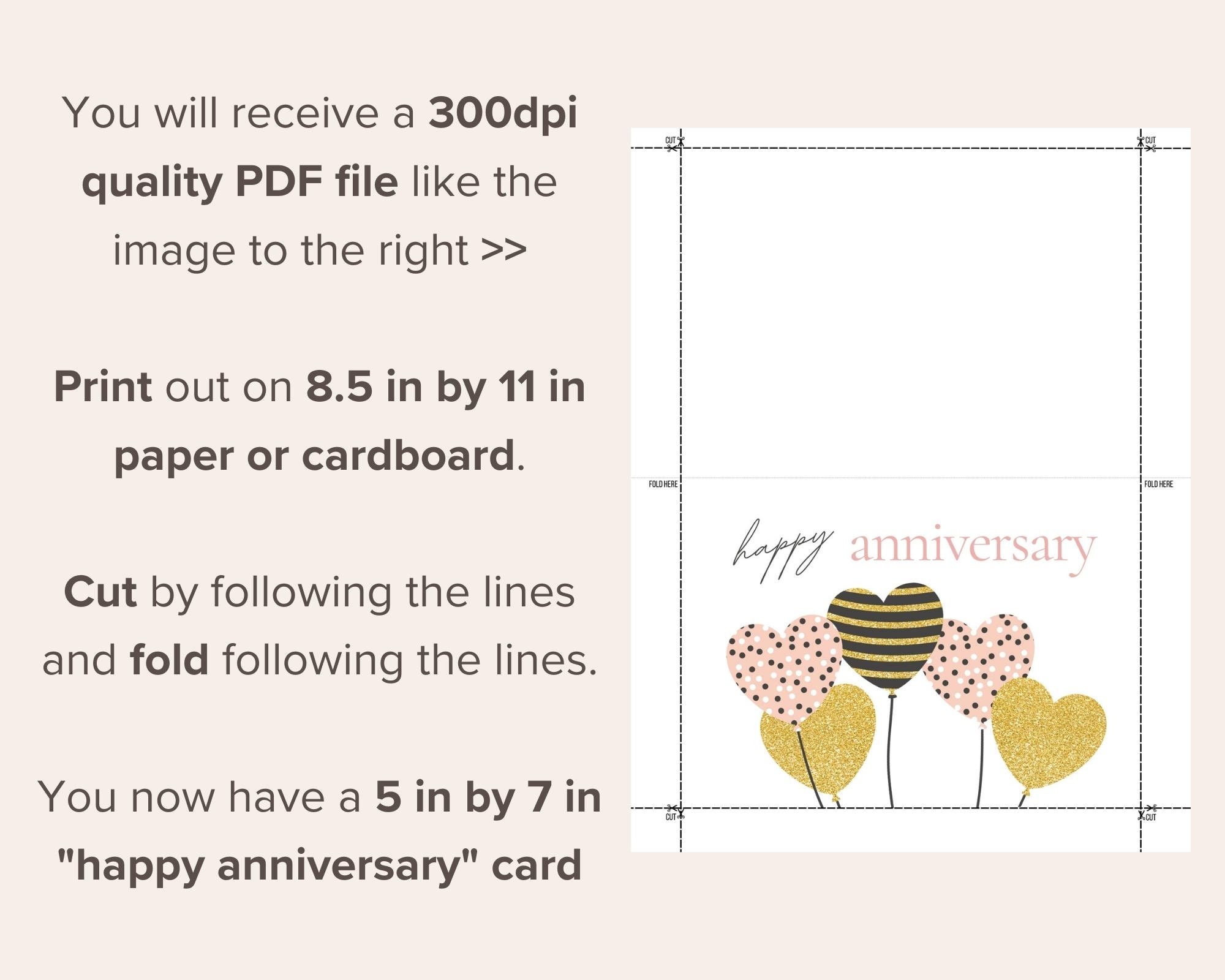 Happy Anniversary Card - DIGITAL Download - Printable Anniversary Card ...