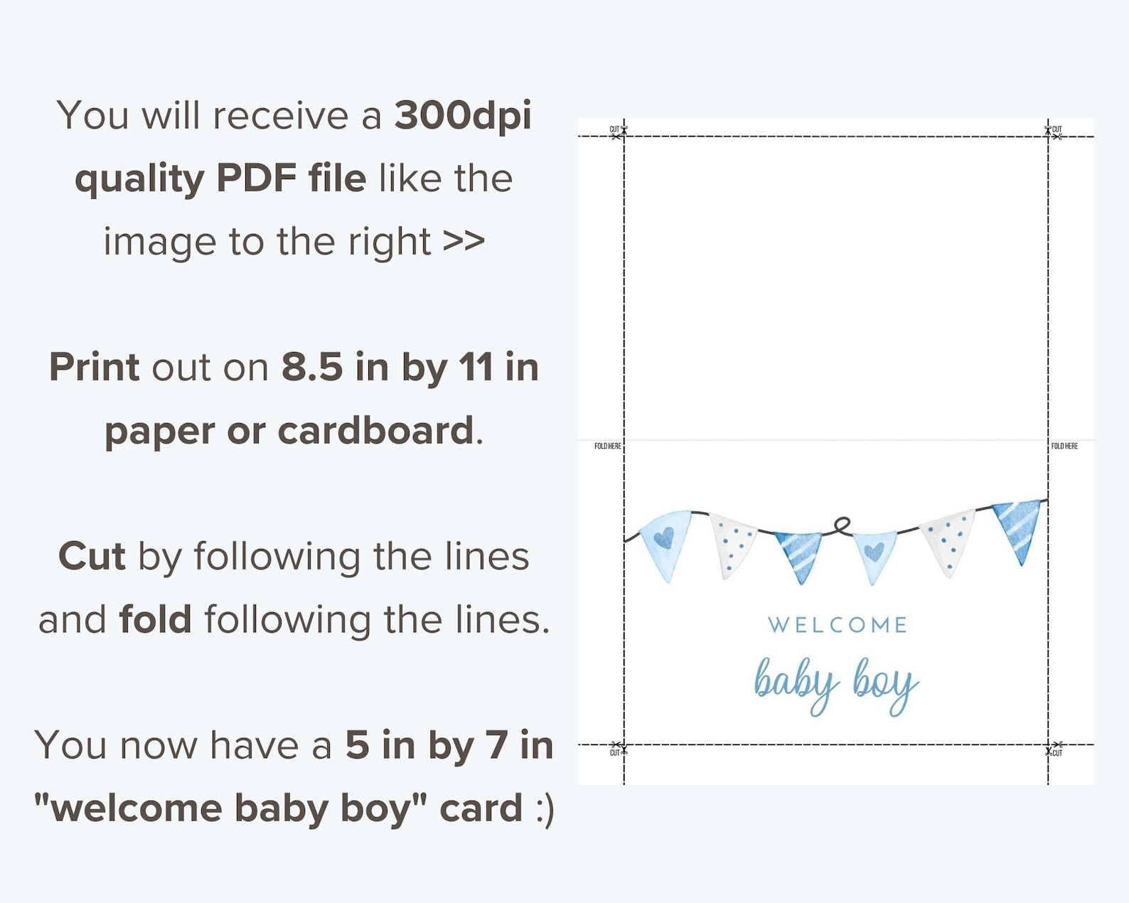 Welcome Baby Boy Card - DIGITAL Download - Printable Welcome Baby Boy ...