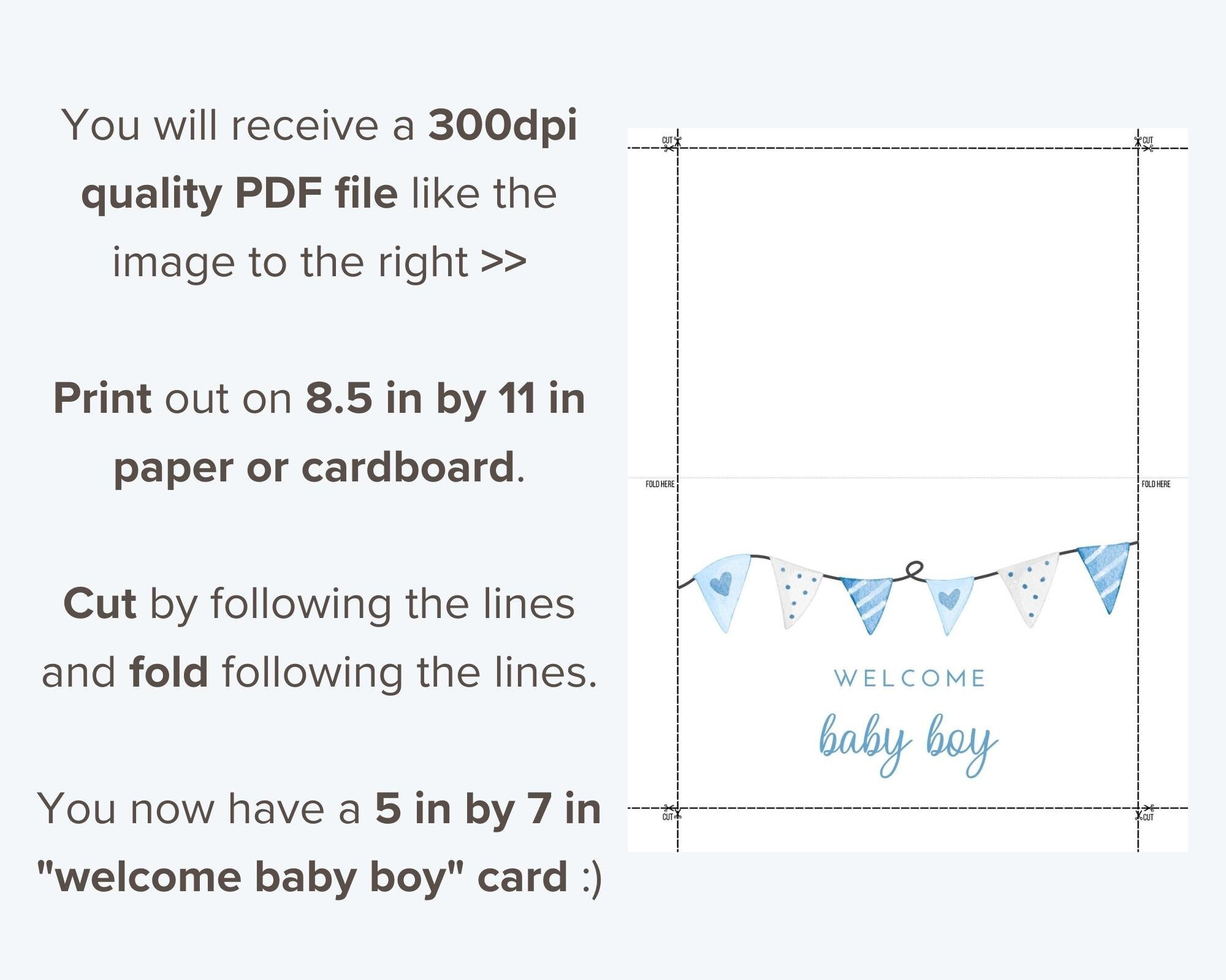 Welcome Baby Boy Card - DIGITAL Download - Printable Welcome Baby Boy ...