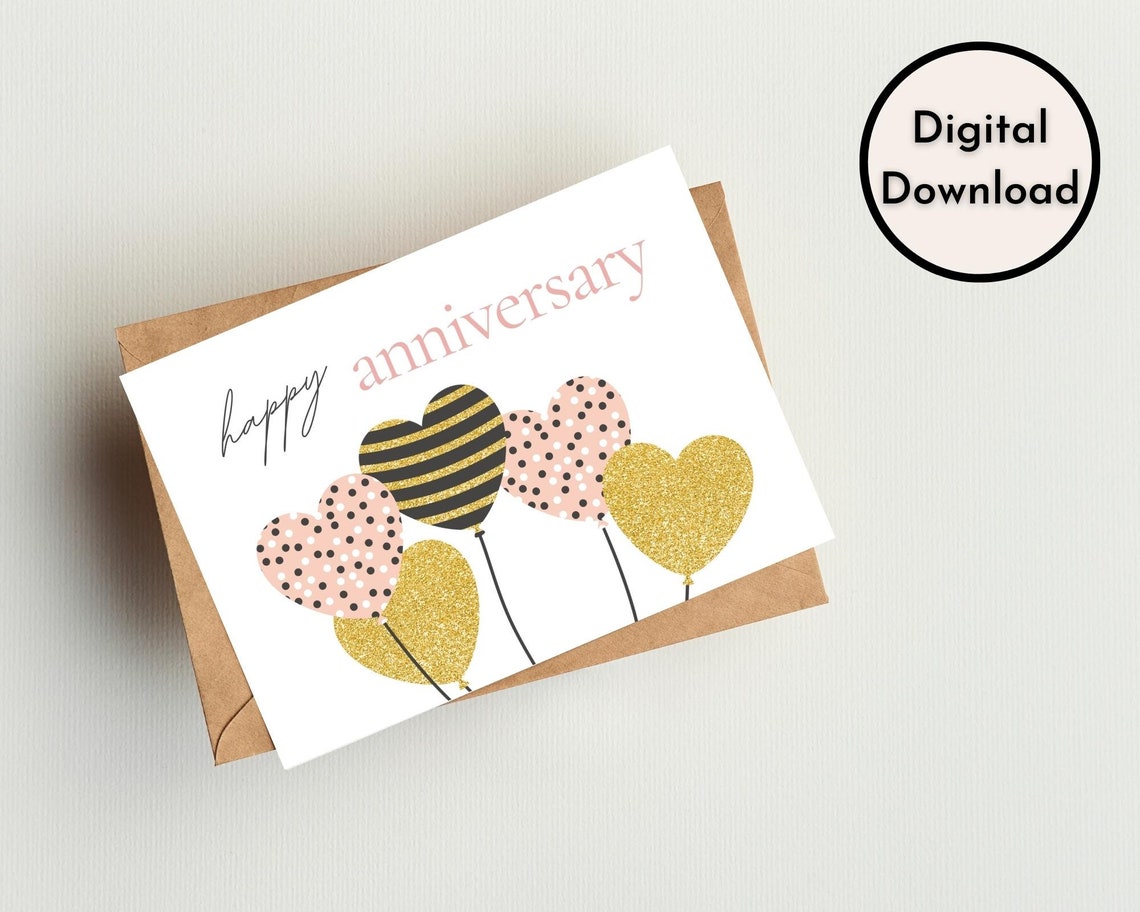 Happy Anniversary Card - DIGITAL Download - Printable Anniversary Card ...