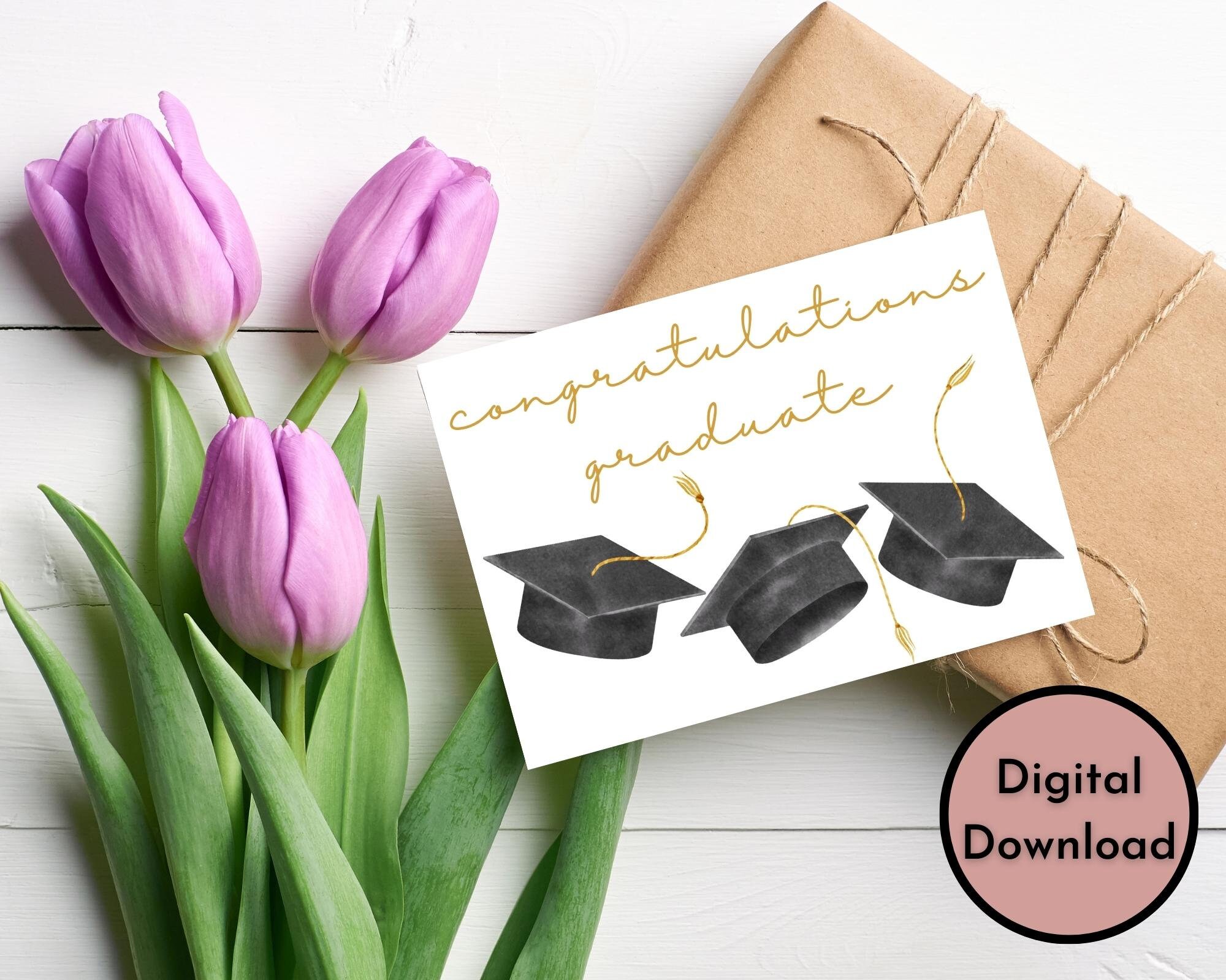 Congratulations Graduate Card With Graduation Caps DIGITAL Download ...