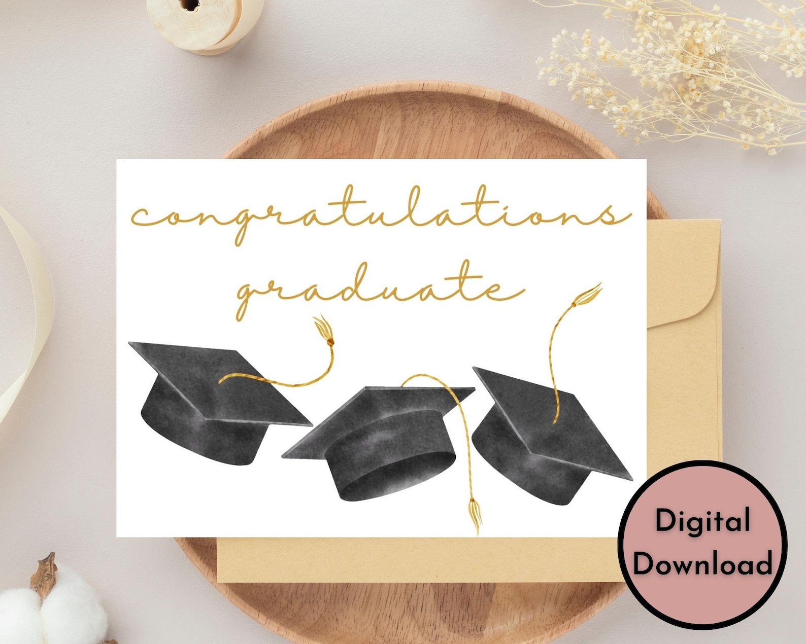 Congratulations Graduate - Card With Graduation Caps - DIGITAL Download ...