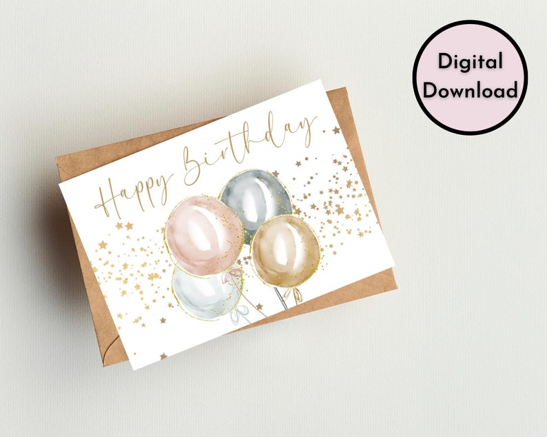 Happy Birthday Card DIGITAL Download Printable Birthday - Etsy UK