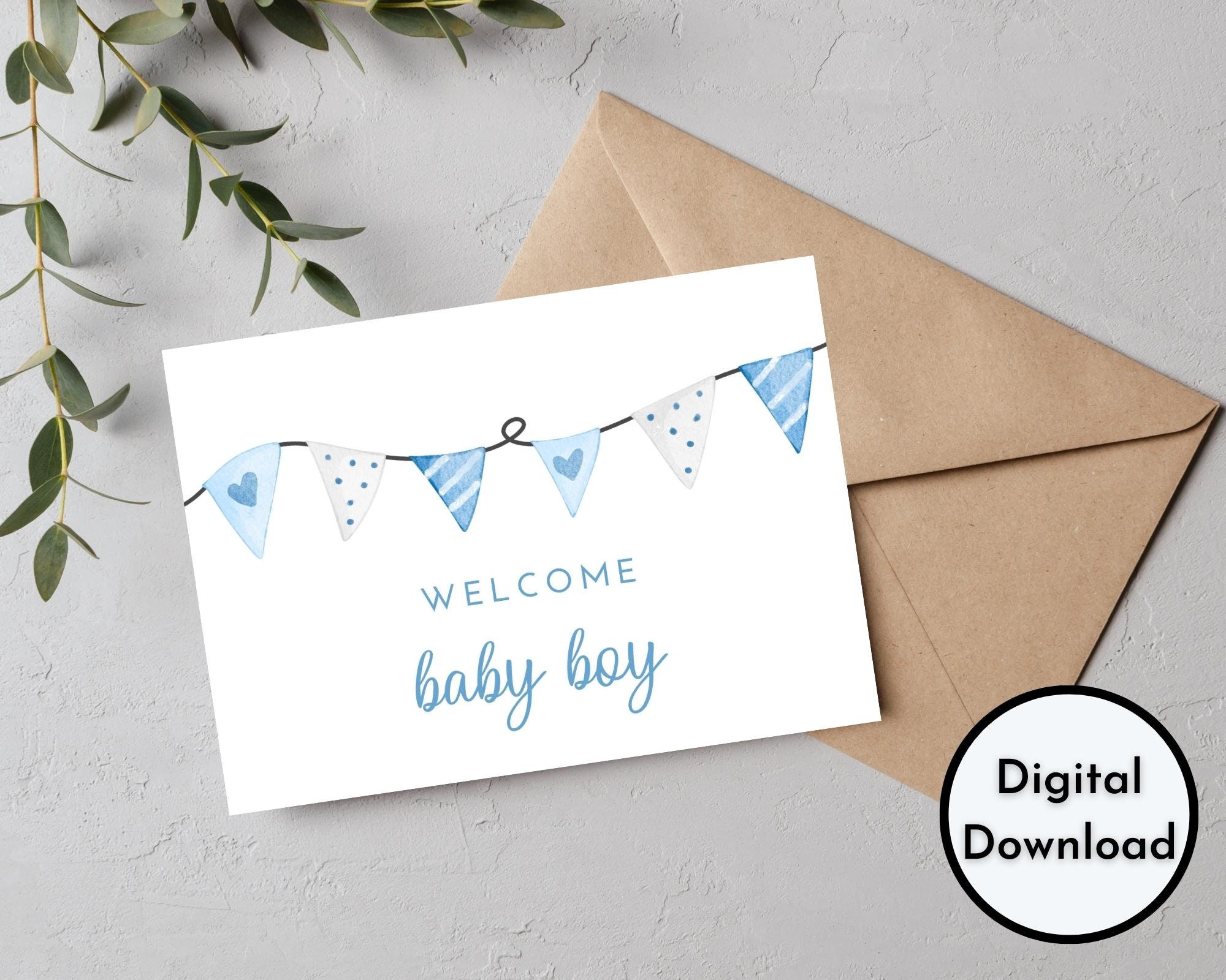 Welcome Baby Boy Card - DIGITAL Download - Printable Welcome Baby Boy ...