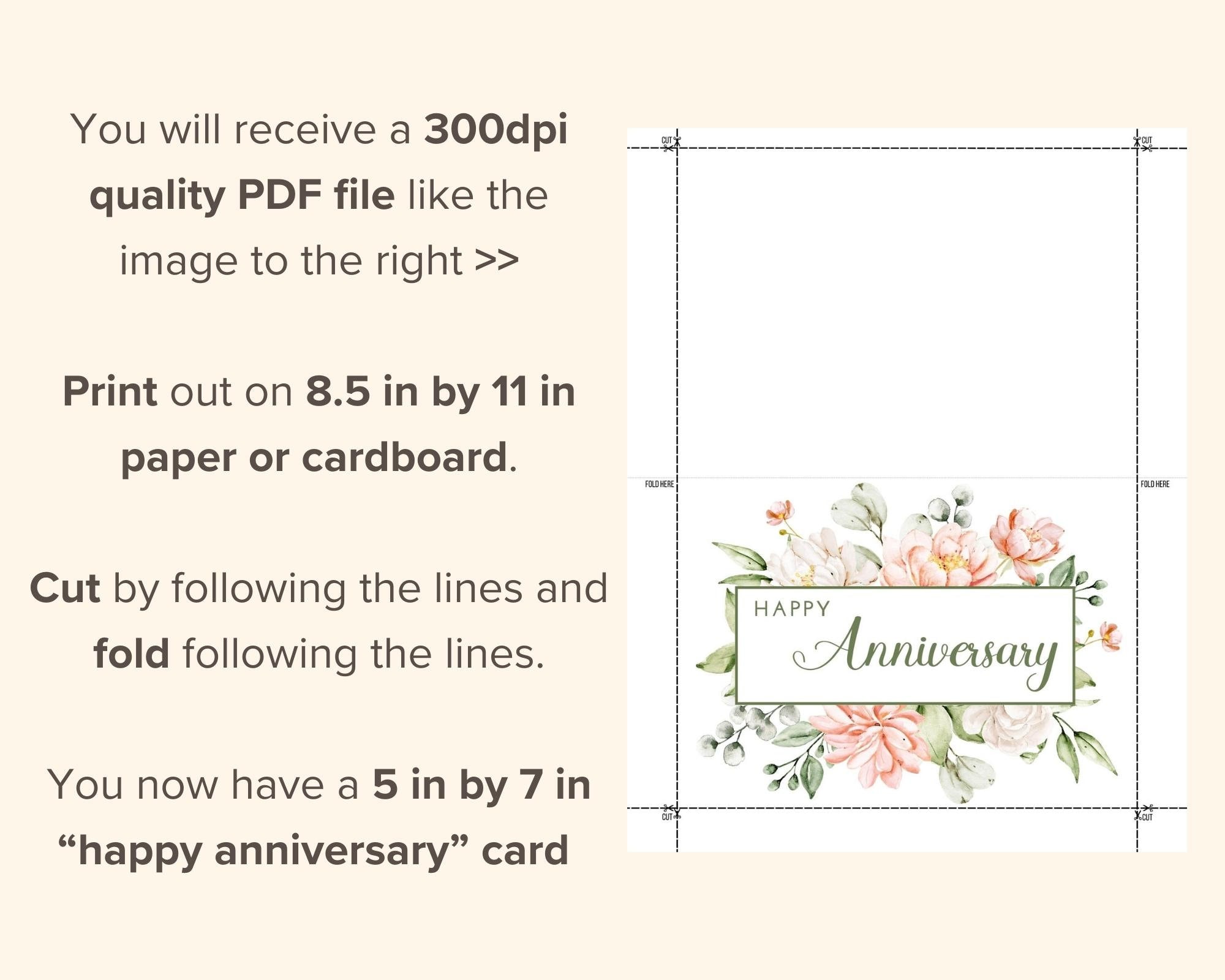 Happy Anniversary Card - DIGITAL Download - Printable Floral Happy ...