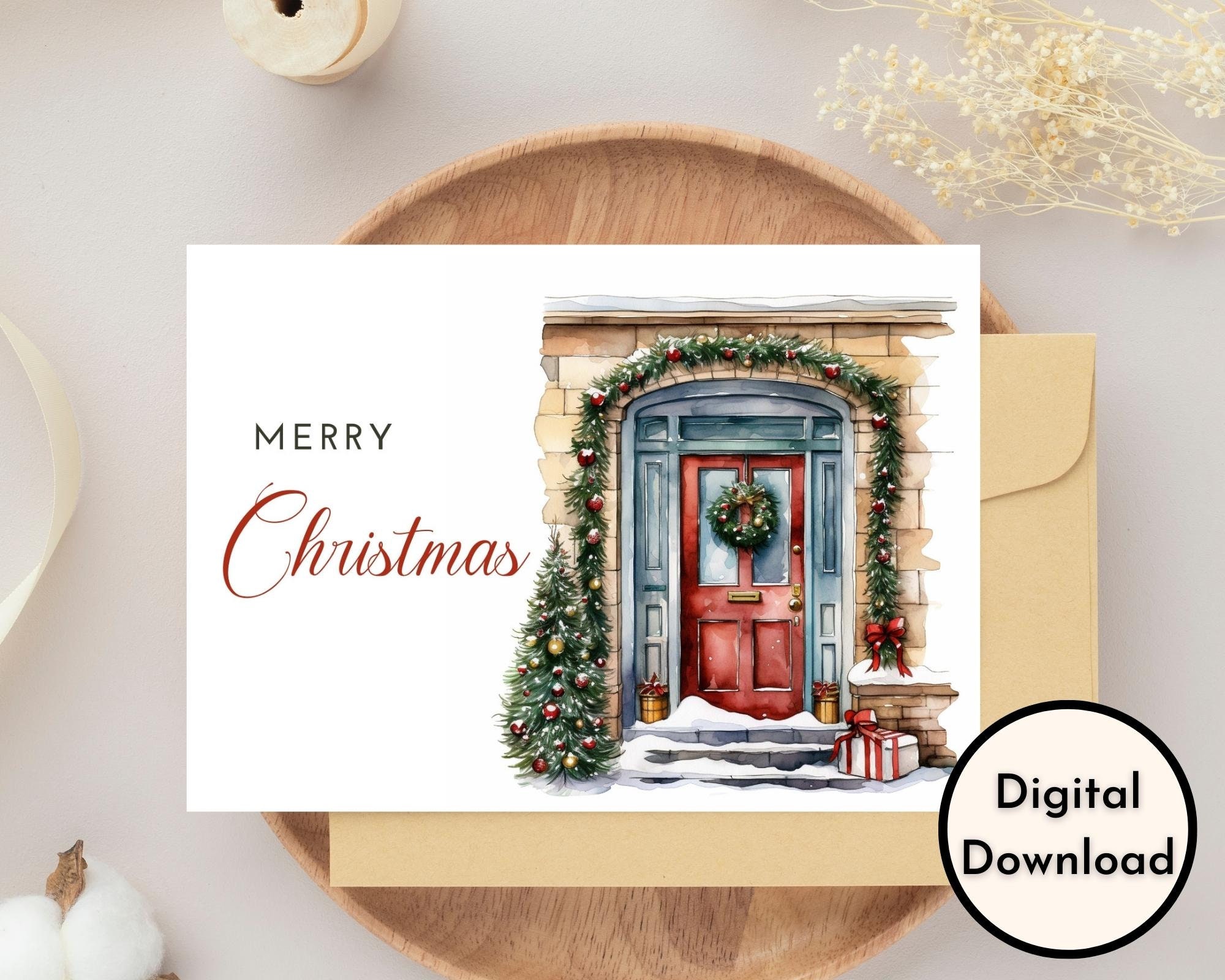 Merry Christmas Card DIGITAL Download Beautiful Printable Christmas ...