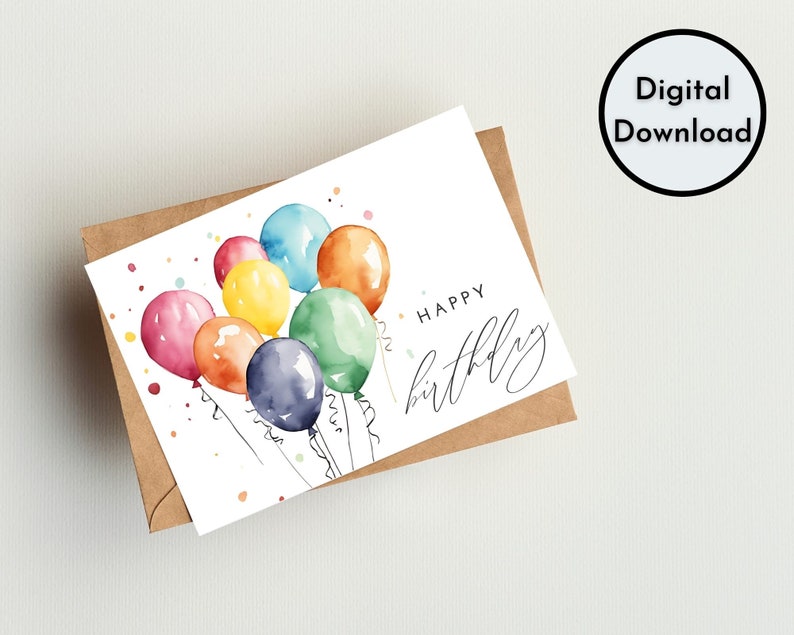 Happy Birthday Card - DIGITAL Download - Printable Birthday Card ...