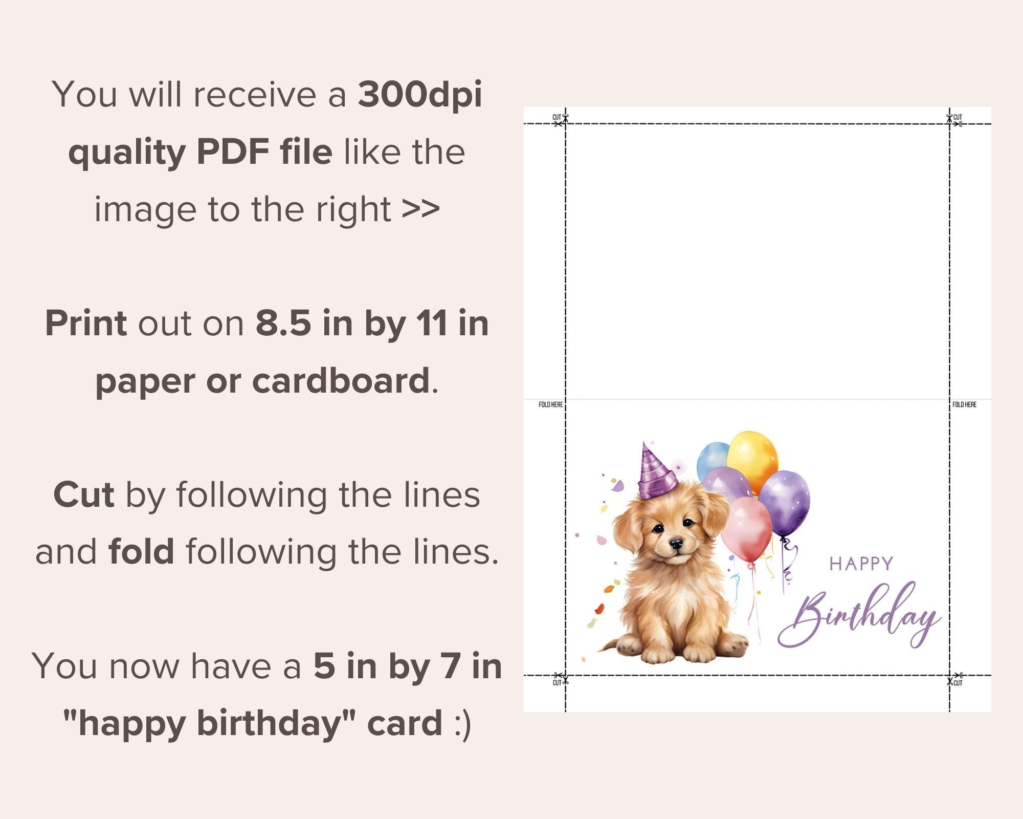 Kids Happy Birthday Card - DIGITAL Download - Printable Children's ...
