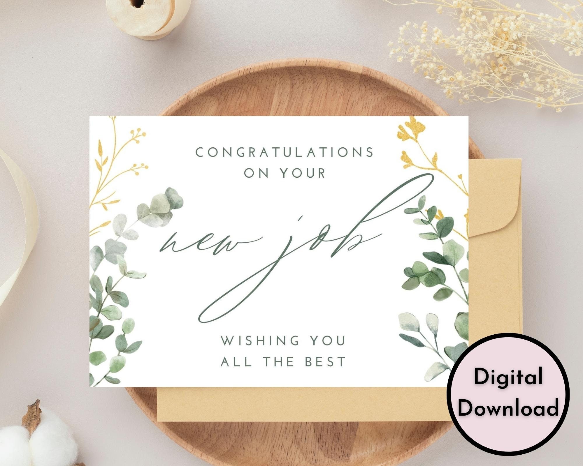 Eucalyptus Congratulations on Your New Job Card - DIGITAL Download ...