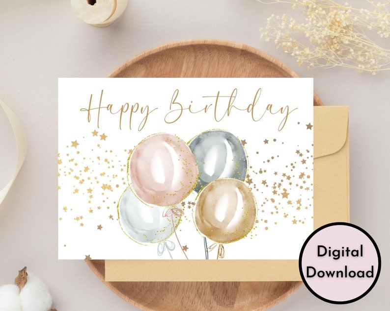 Happy Birthday Card - DIGITAL Download - Printable Birthday Card ...