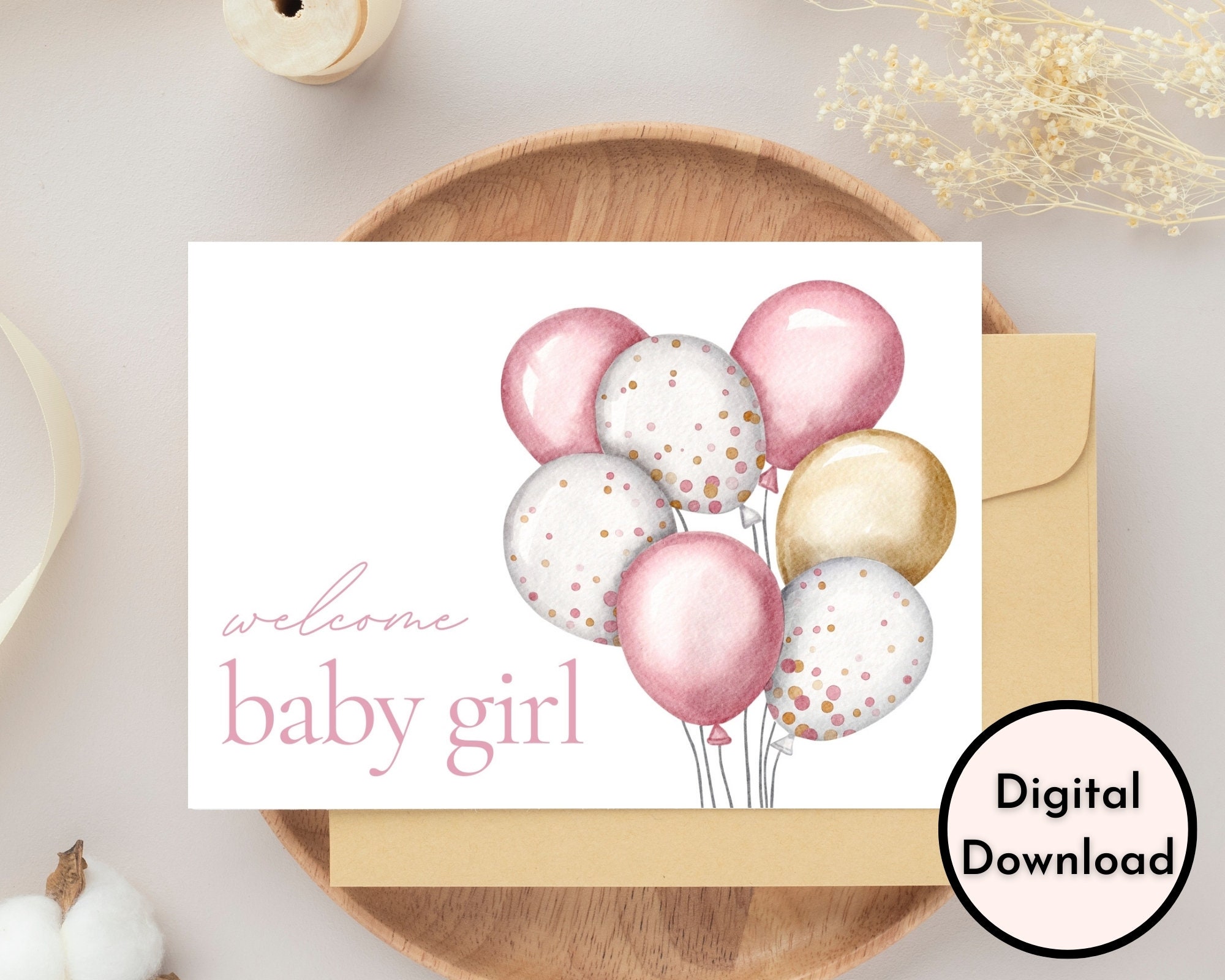 Tarjeta de bienvenida para niña Descarga DIGITAL Tarjeta de bienvenida ...