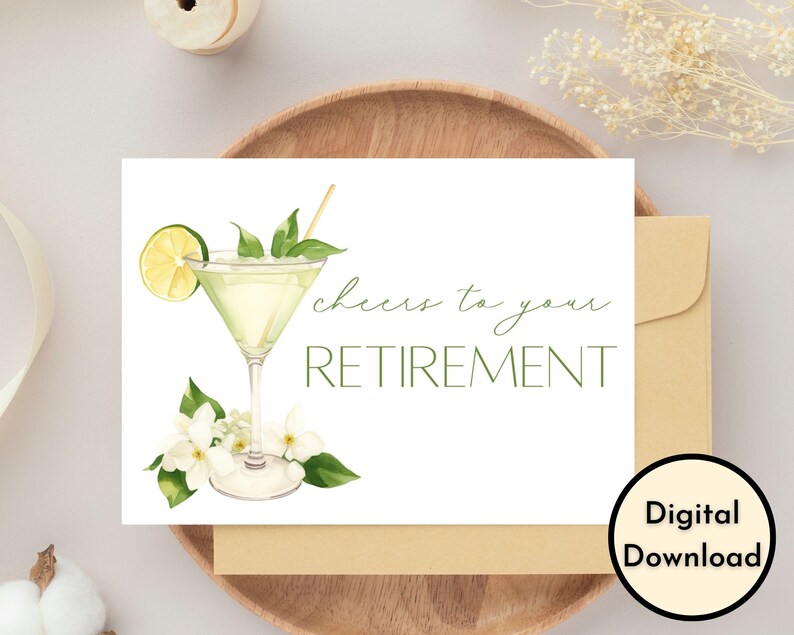 Cheers to Your Retirement Card - DIGITAL Download - Printable ...