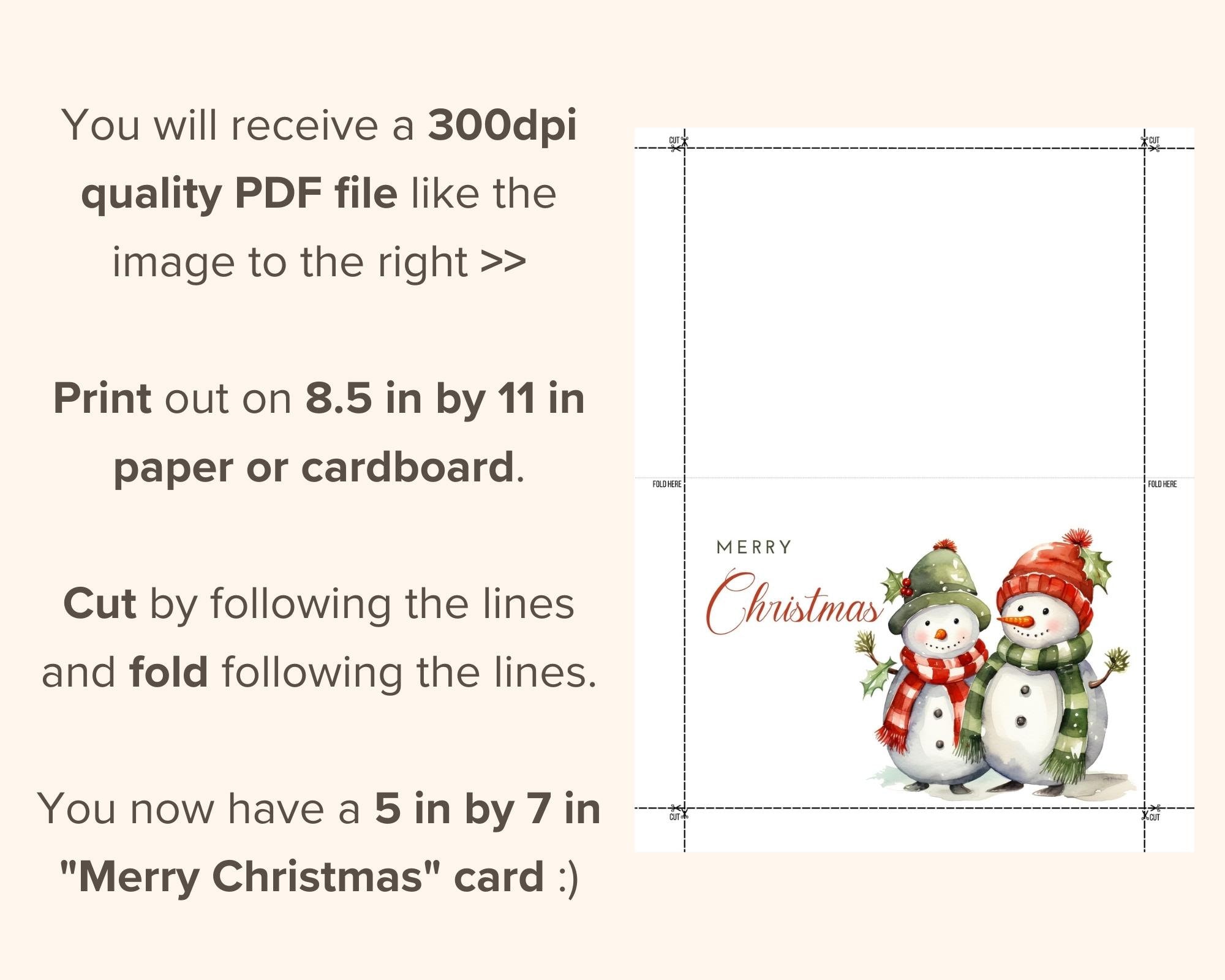 Merry Christmas Card DIGITAL Download Beautiful Printable Christmas ...