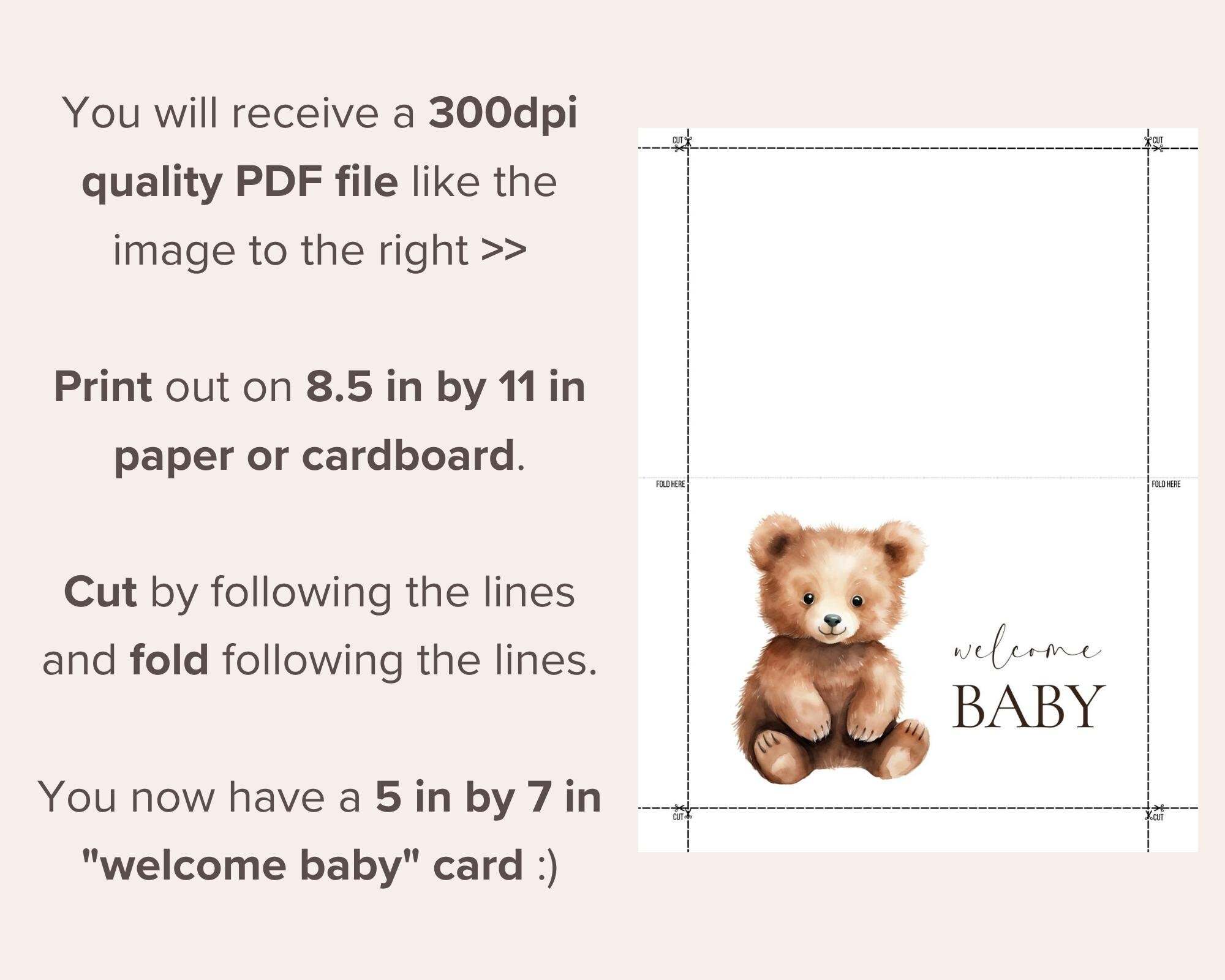 Welcome Baby Card - DIGITAL Download - Printable Welcome Baby Card ...