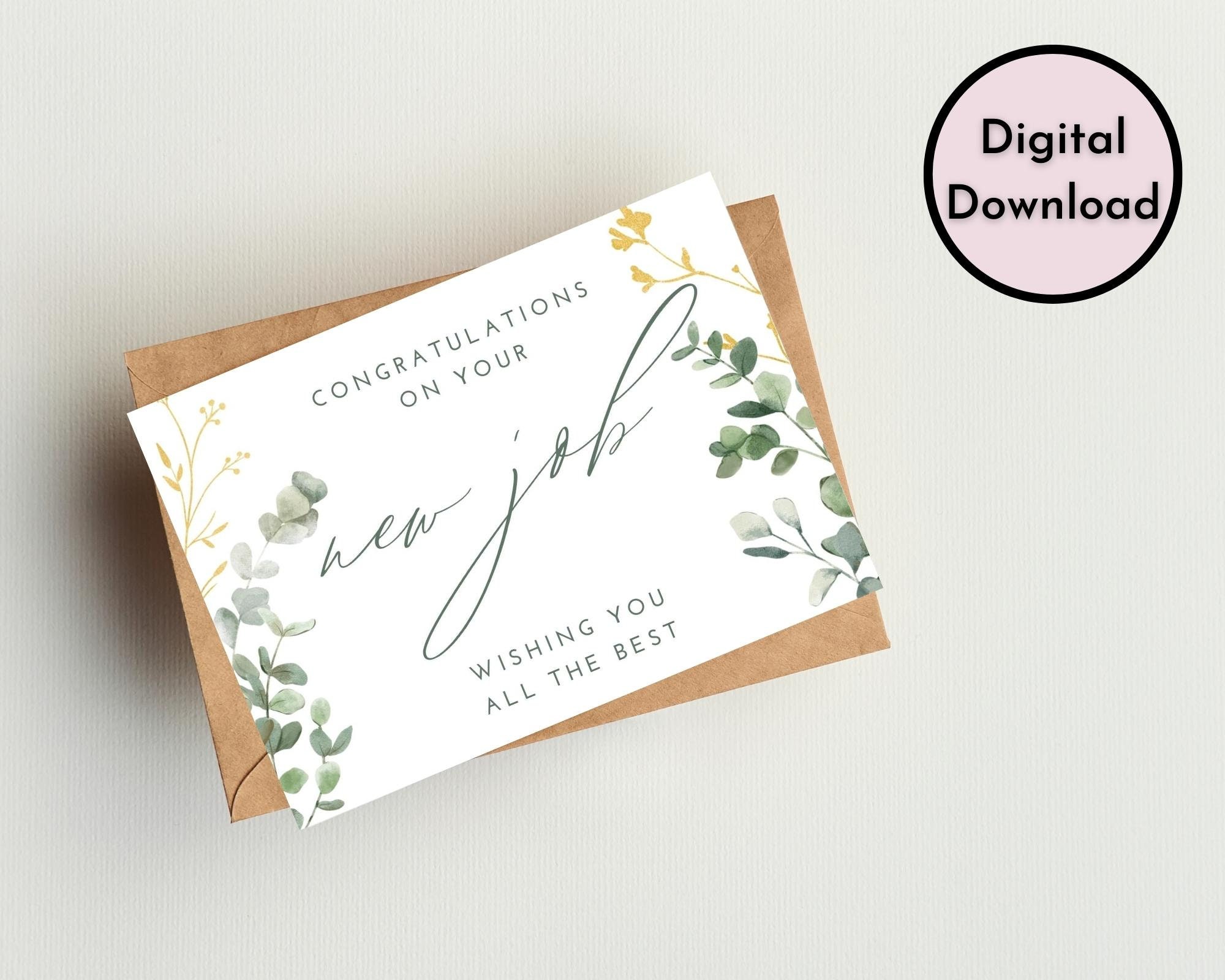 Eucalyptus Congratulations on Your New Job Card - DIGITAL Download ...