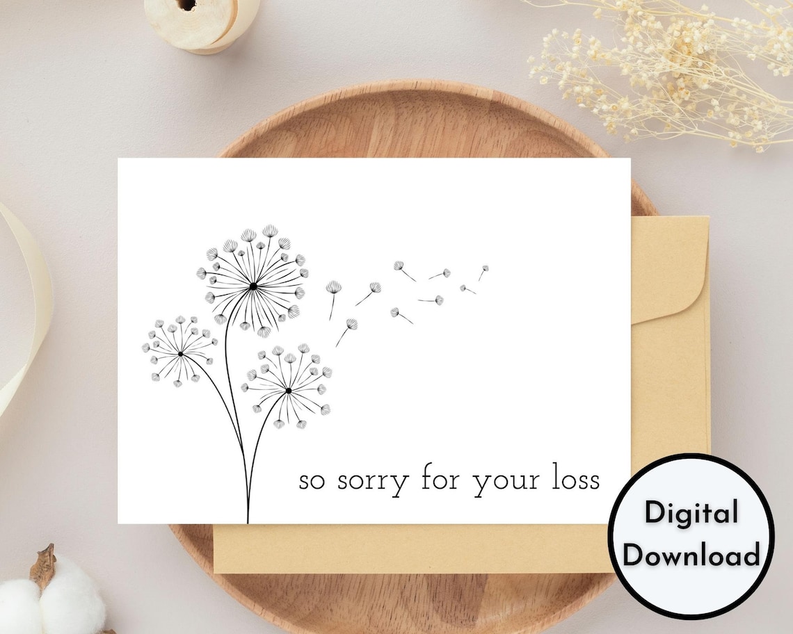 So Sorry for Your Loss Card - DIGITAL Download - Printable Sympathy Card - Condolences Card ...