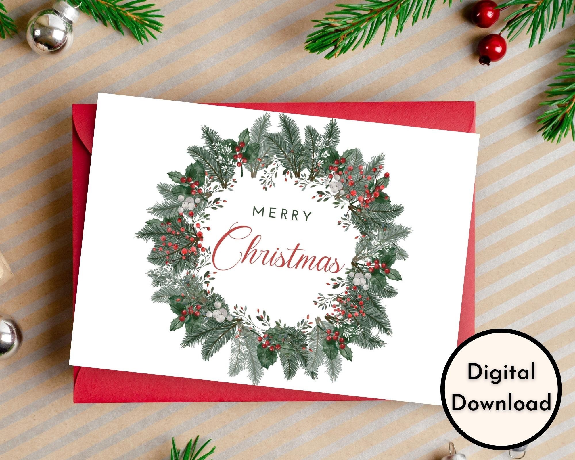 Merry Christmas Card DIGITAL Download Beautiful Printable Christmas ...