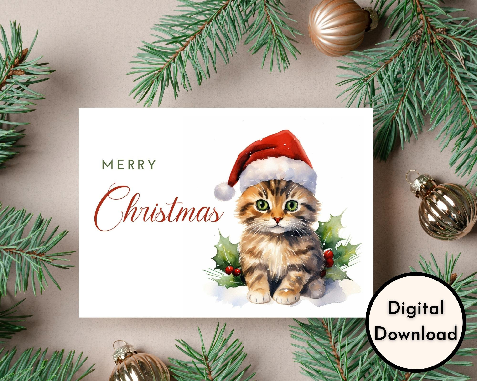 Merry Christmas Card - DIGITAL Download - Beautiful Printable Christmas ...