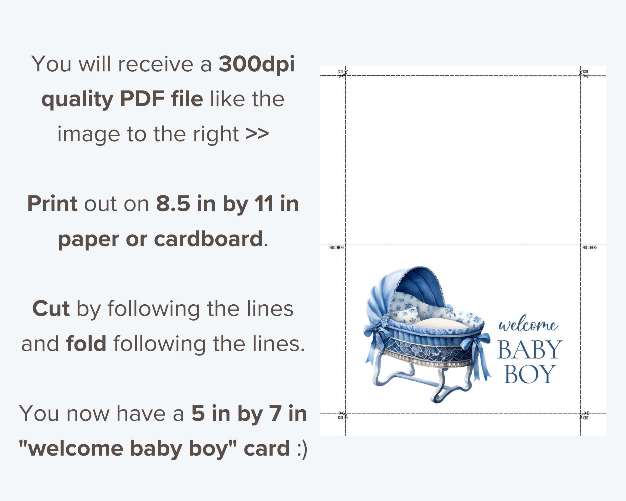 Welcome Baby Boy Card DIGITAL Download Printable Welcome - Etsy