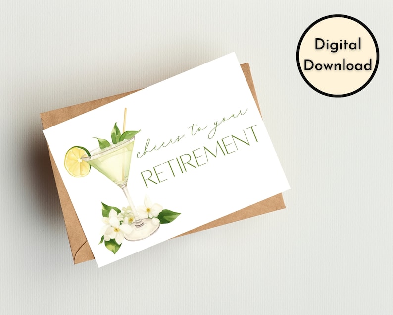 Cheers to Your Retirement Card - DIGITAL Download - Printable ...