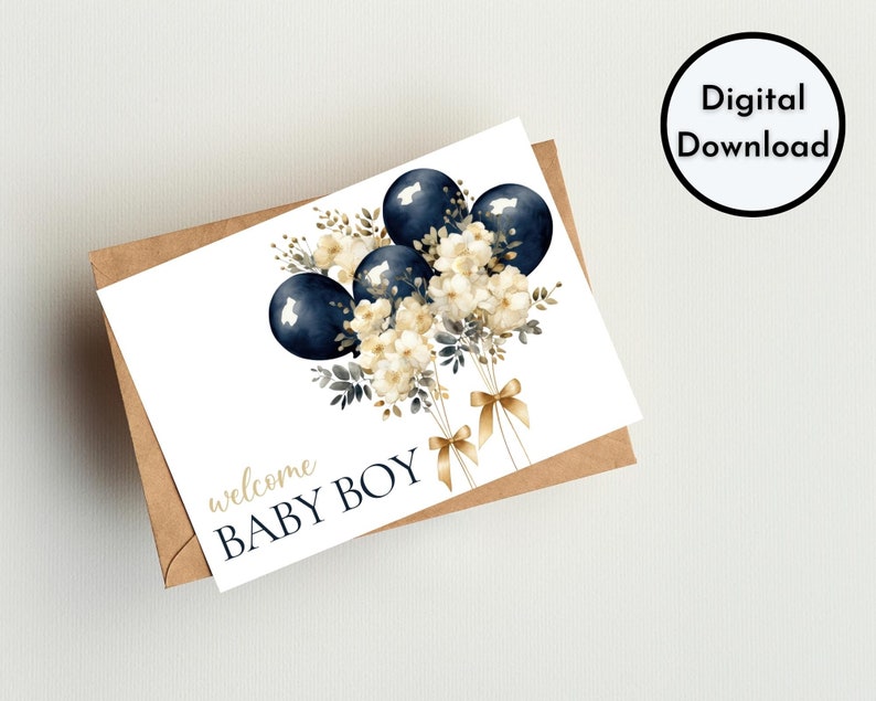 Welcome Baby Boy Card - DIGITAL Download - Printable Welcome Baby Boy ...