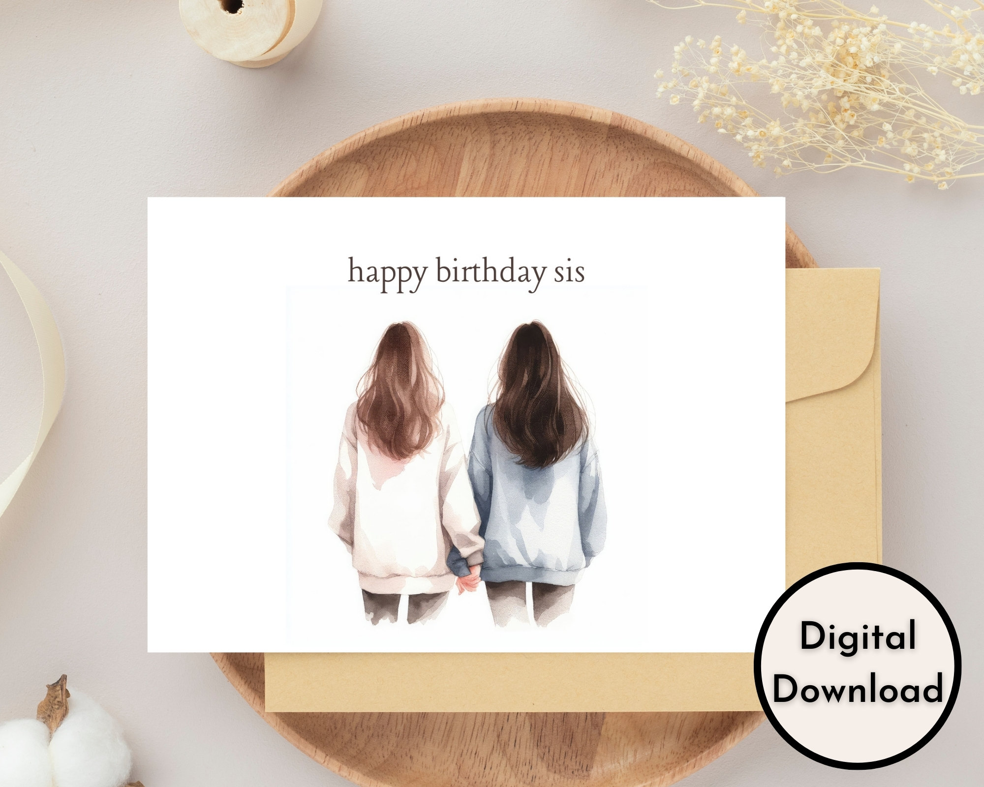 Happy Birthday Sis Card DIGITAL Download Printable Birthday Card ...