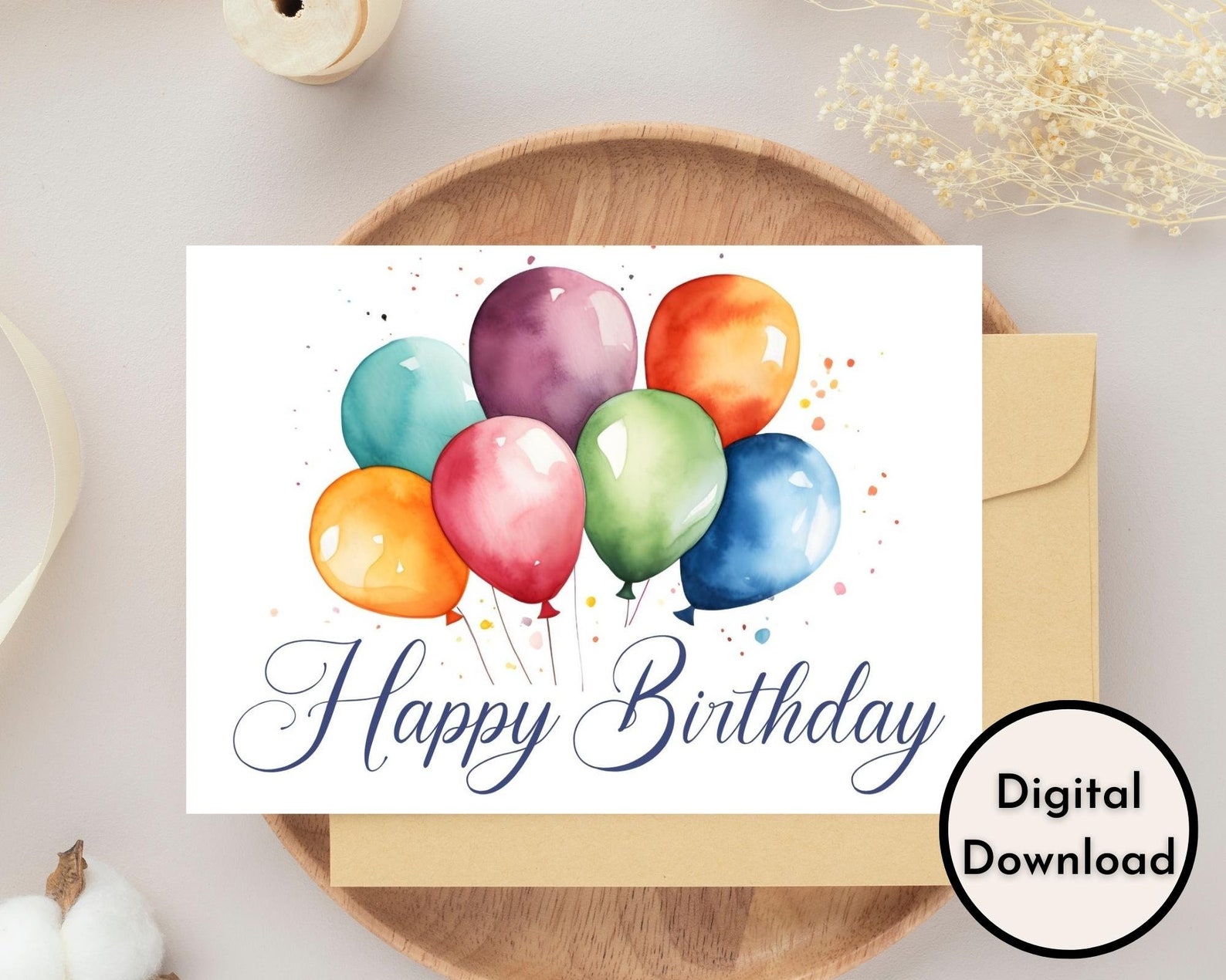 Happy Birthday Card DIGITAL Download Printable Birthday Card Featuring ...