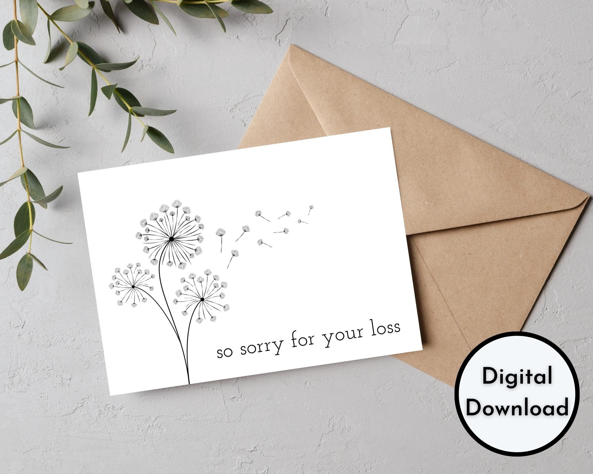 So Sorry for Your Loss Card - DIGITAL Download - Printable Sympathy ...