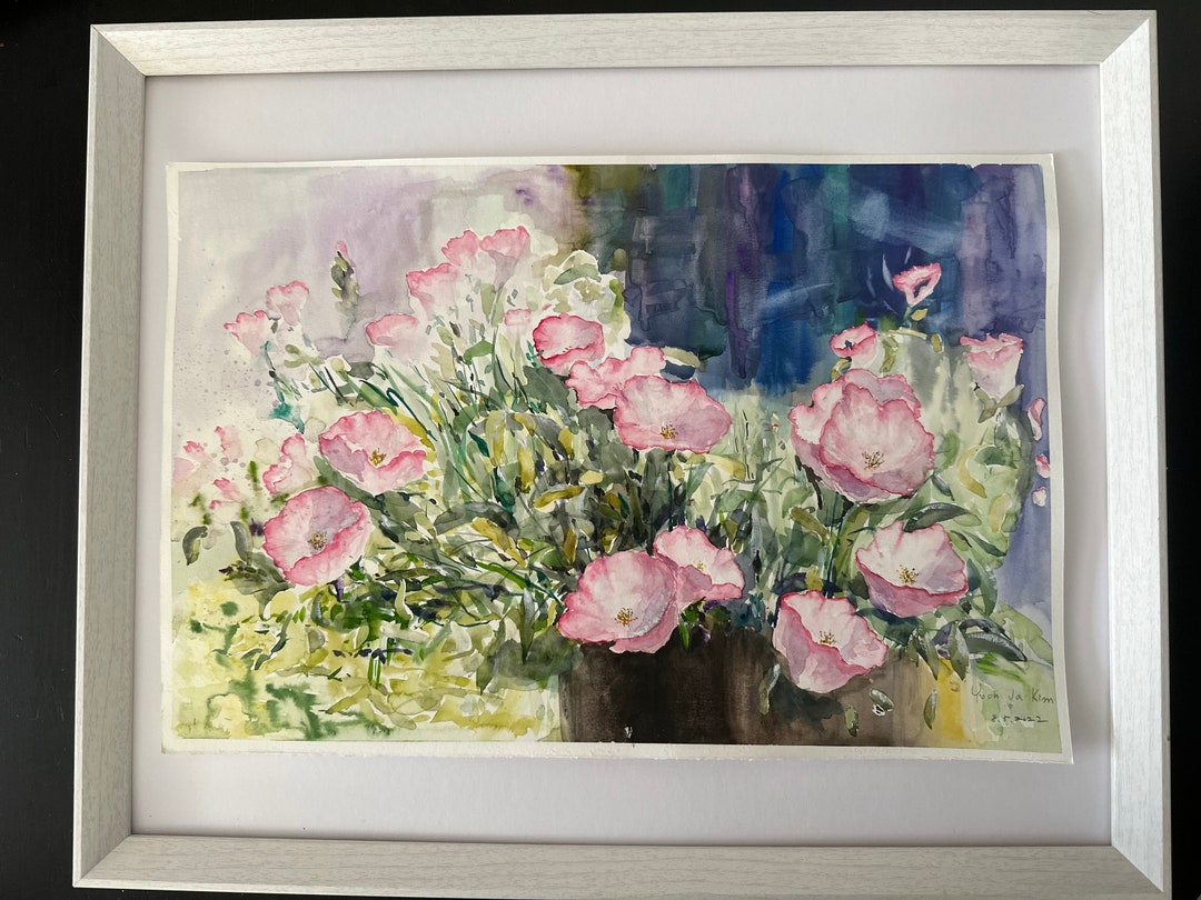 Evening Primrose in the Summer - 24”x18” Hand Painting - One of a Kind ...