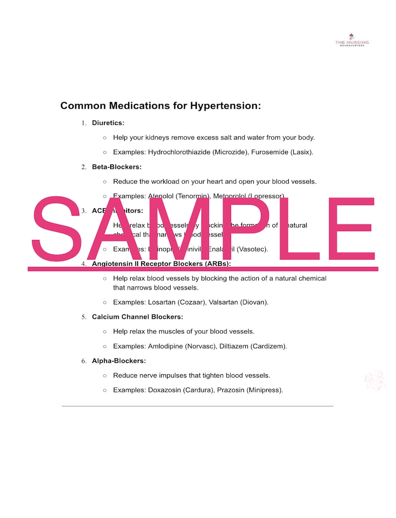 Hypertension : Cheat Sheet - Etsy