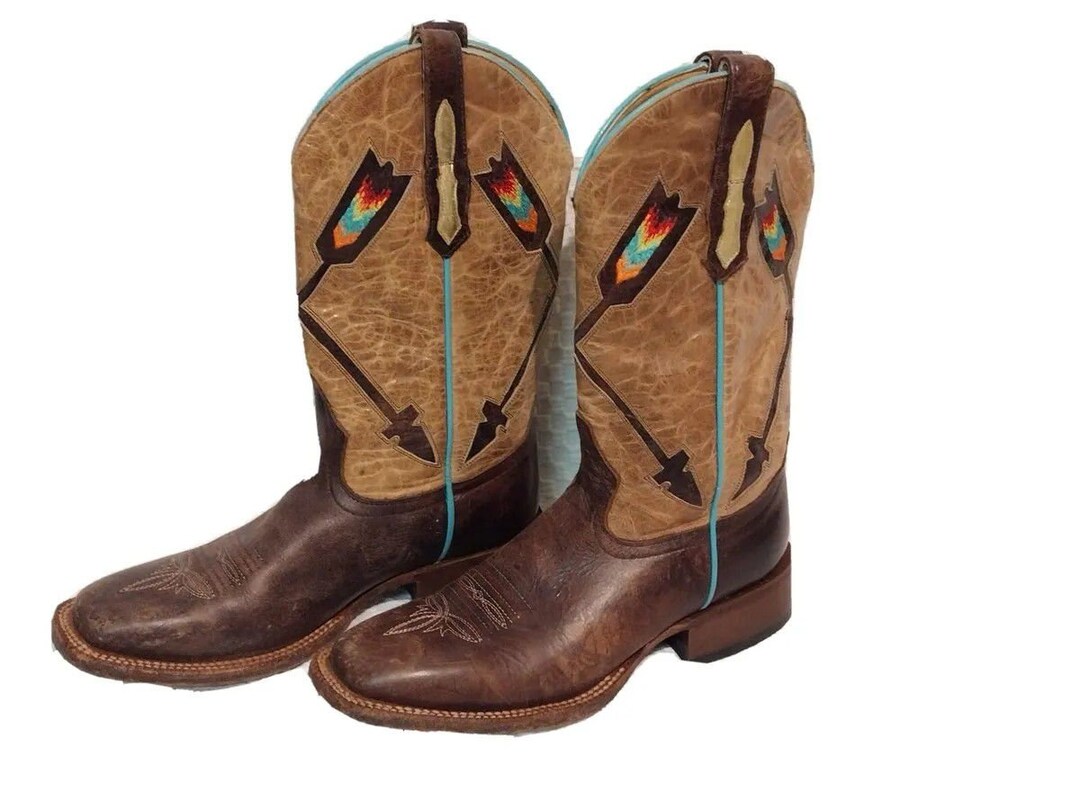 6.5 Two-tone Brown Johnny Ringo Rainbow Arrow Cowgirl Boots Size Jr922 ...
