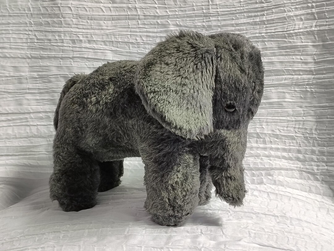 Rare Vintage Antique Med Grey Plush Elephant Stuffed Toy 8×11 Metal ...