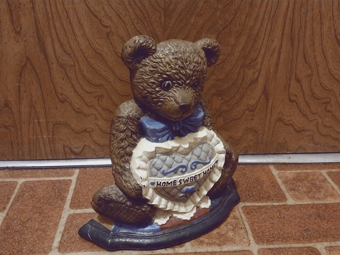 9 Cast Iron Vintage Teddy Bear Door Stop Home Sweet Home ws - Etsy