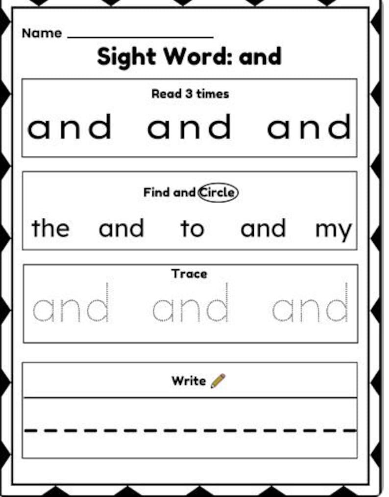 Sight Word Practice Worksheets - Etsy