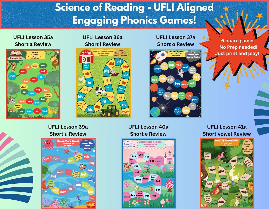 UFLI Aligned Phonics Board Games, Printable Literacy Center Games for K ...