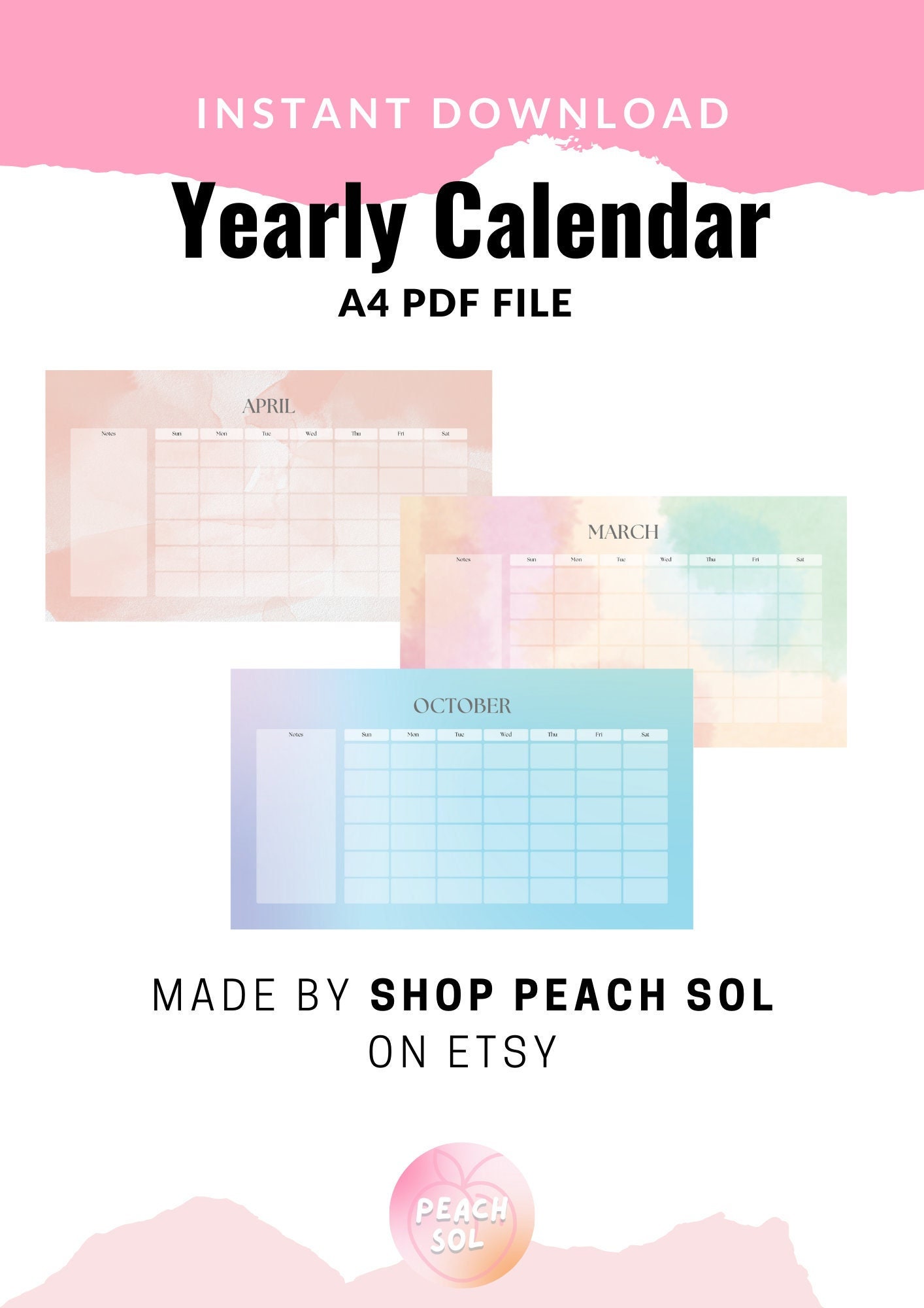 Undated Printable Calendar - Etsy