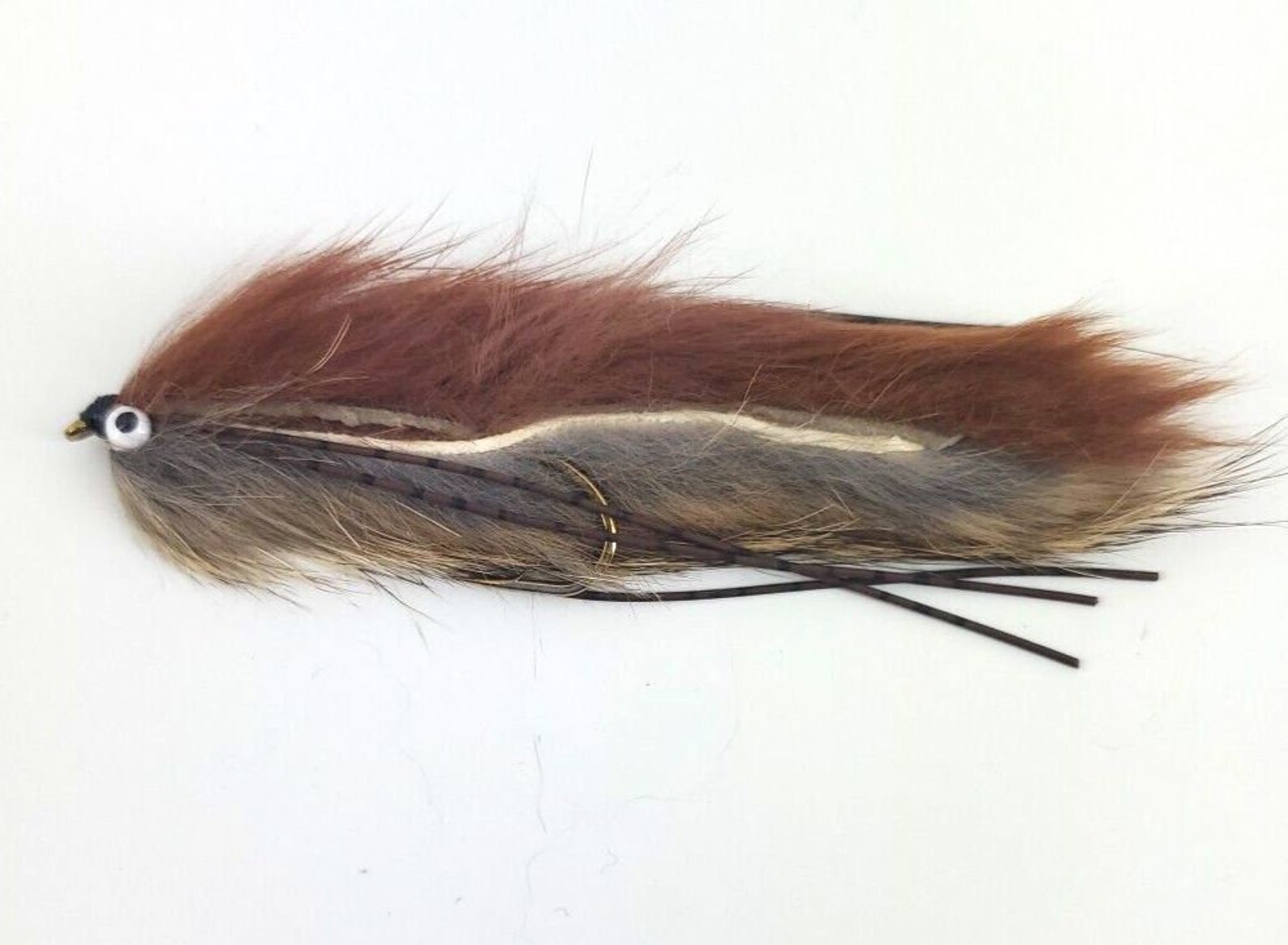 Dark and Light Brown Deer Hair Streamer Flies Size 2 With Beadeyes 3 ...