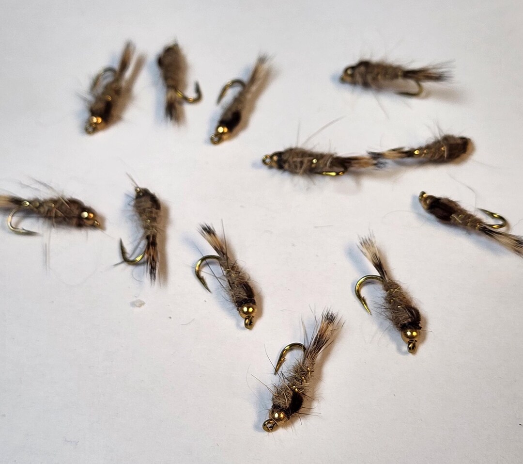 12 Beadhead Hares Ear Fly Fishing Flies Size 12, Great for Trout and ...