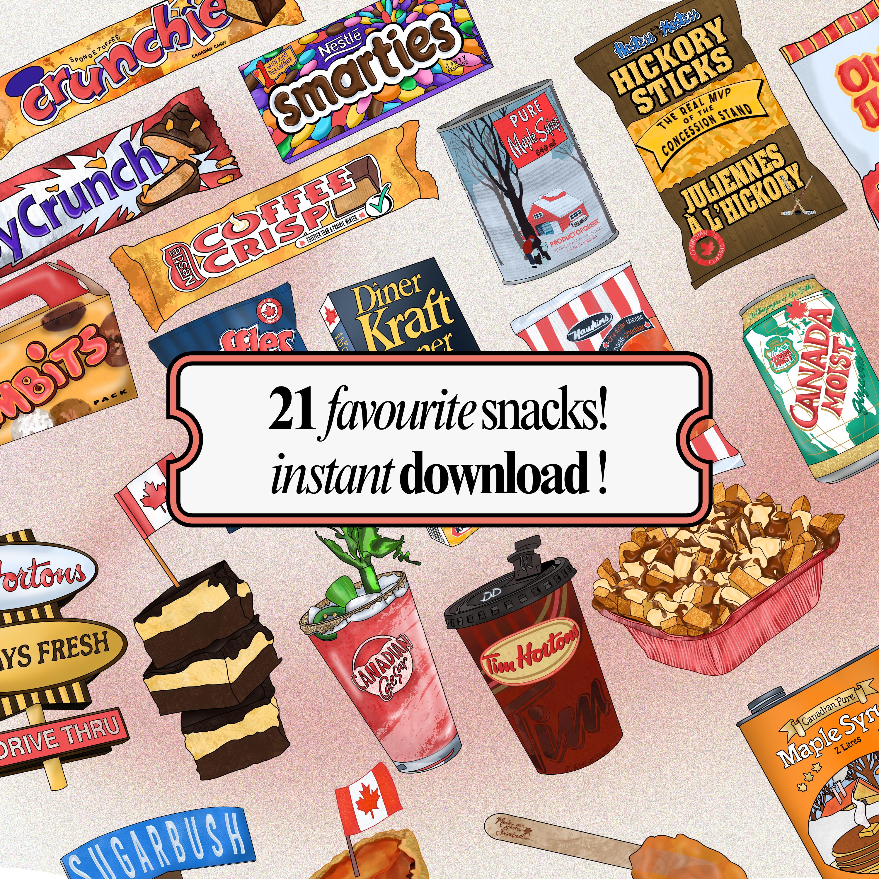 Canadian Snacks Clipart | Cute Food PNG Bundle | Hand Drawn Digital ...