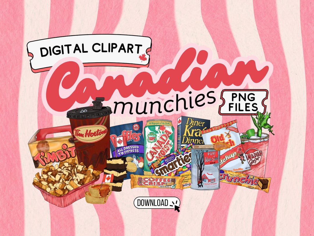 Canadian Snacks Clipart | Cute Food PNG Bundle | Hand Drawn Digital ...