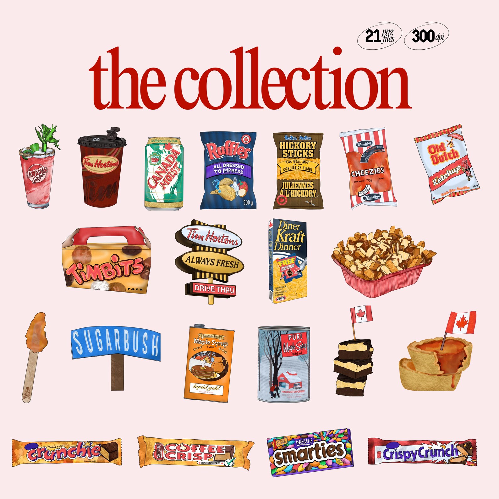 Canadian Snacks Clipart | Cute Food PNG Bundle | Hand Drawn Digital ...