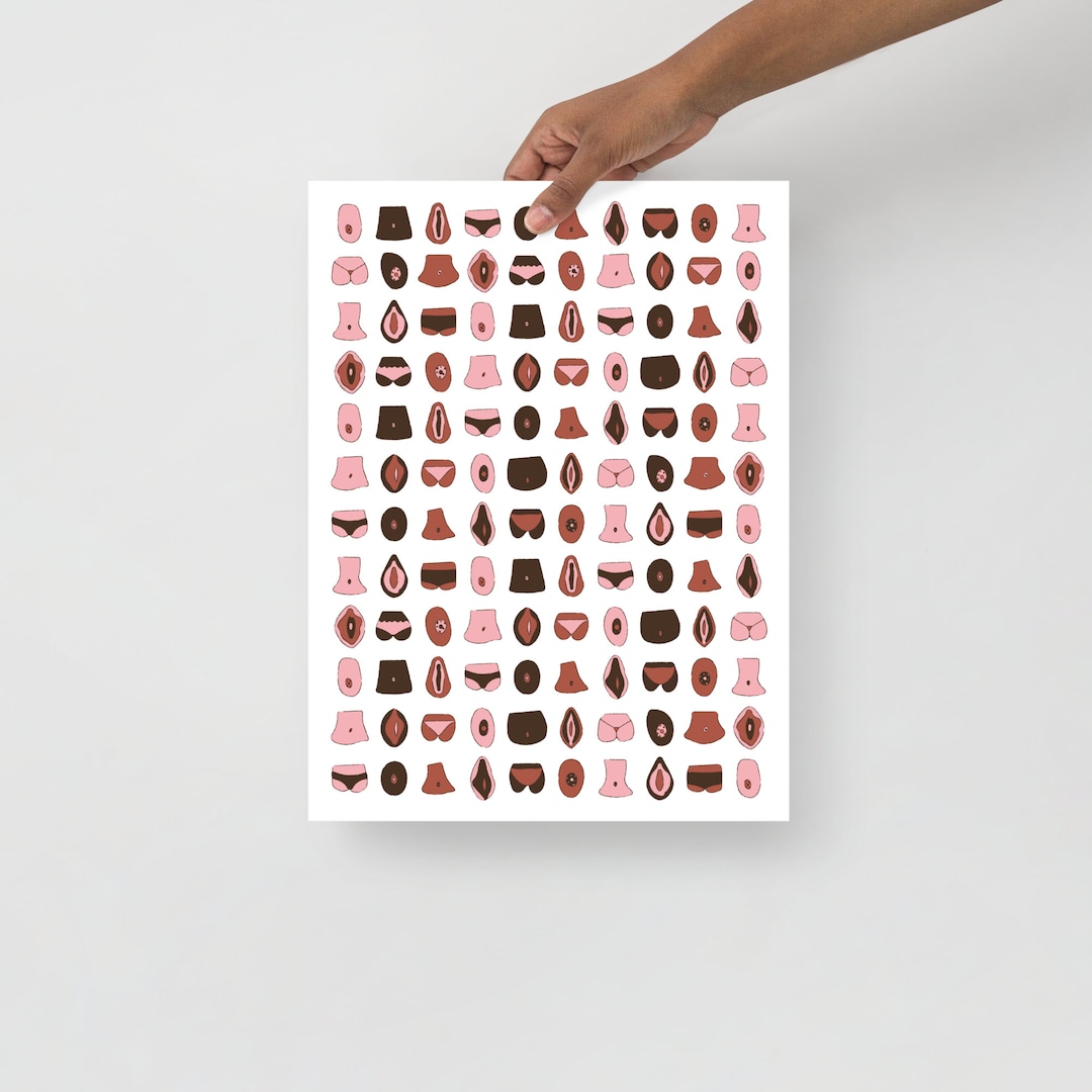 Female Body Part Pattern Print A4 Print Body Parts Bums Boobs Vulvas ...