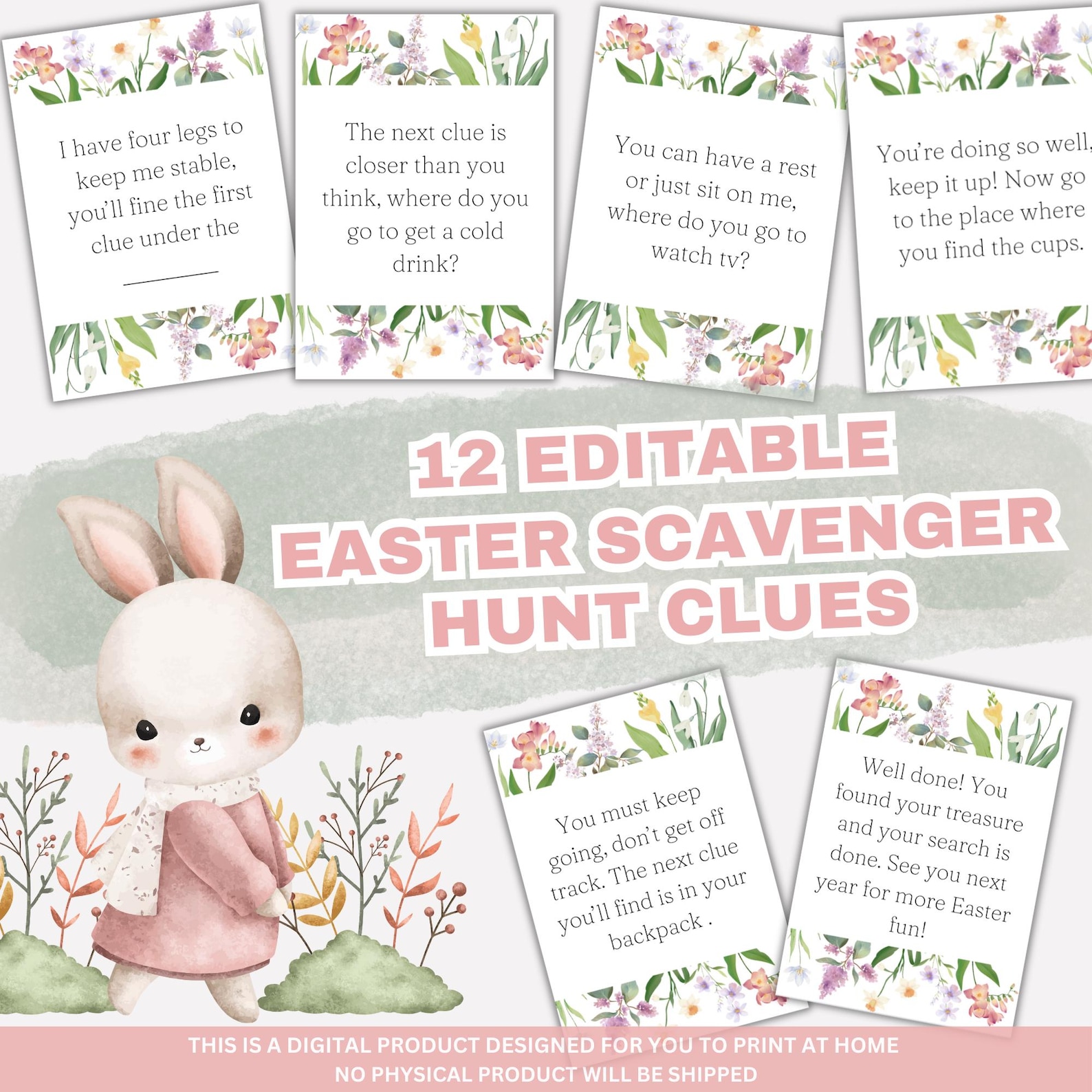Printable Easter Scavenger Hunt Clues, Instant Download, 12 Easter Egg ...